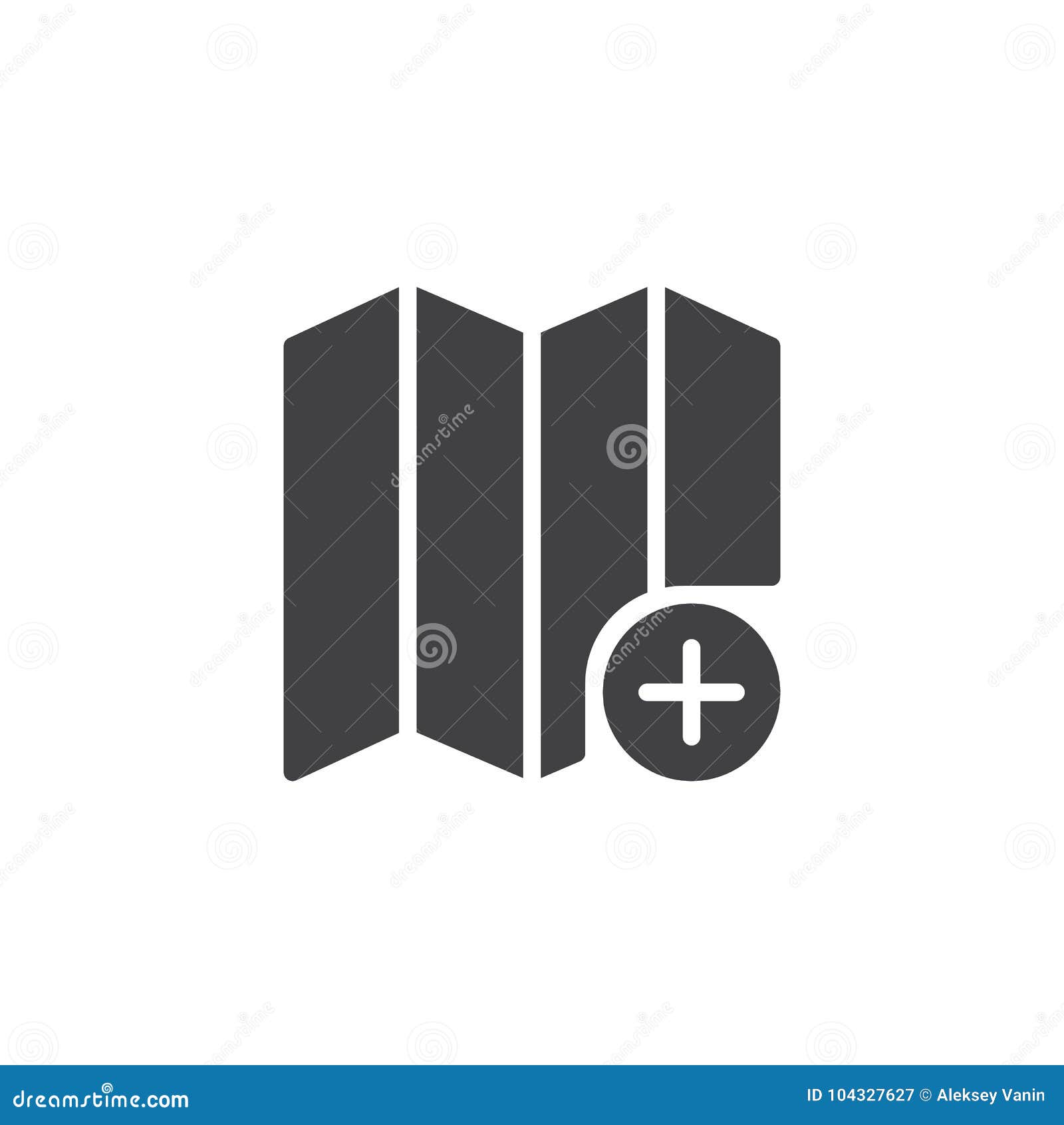 Map with plus icon vector stock vector. Illustration of travel - 104327627