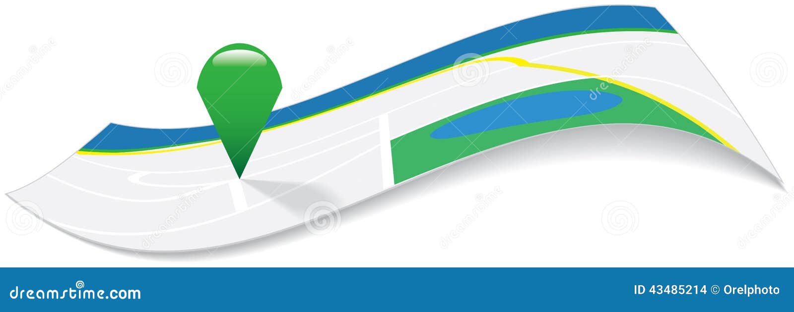 Map with Point of Destination Stock Vector - Illustration of pins ...