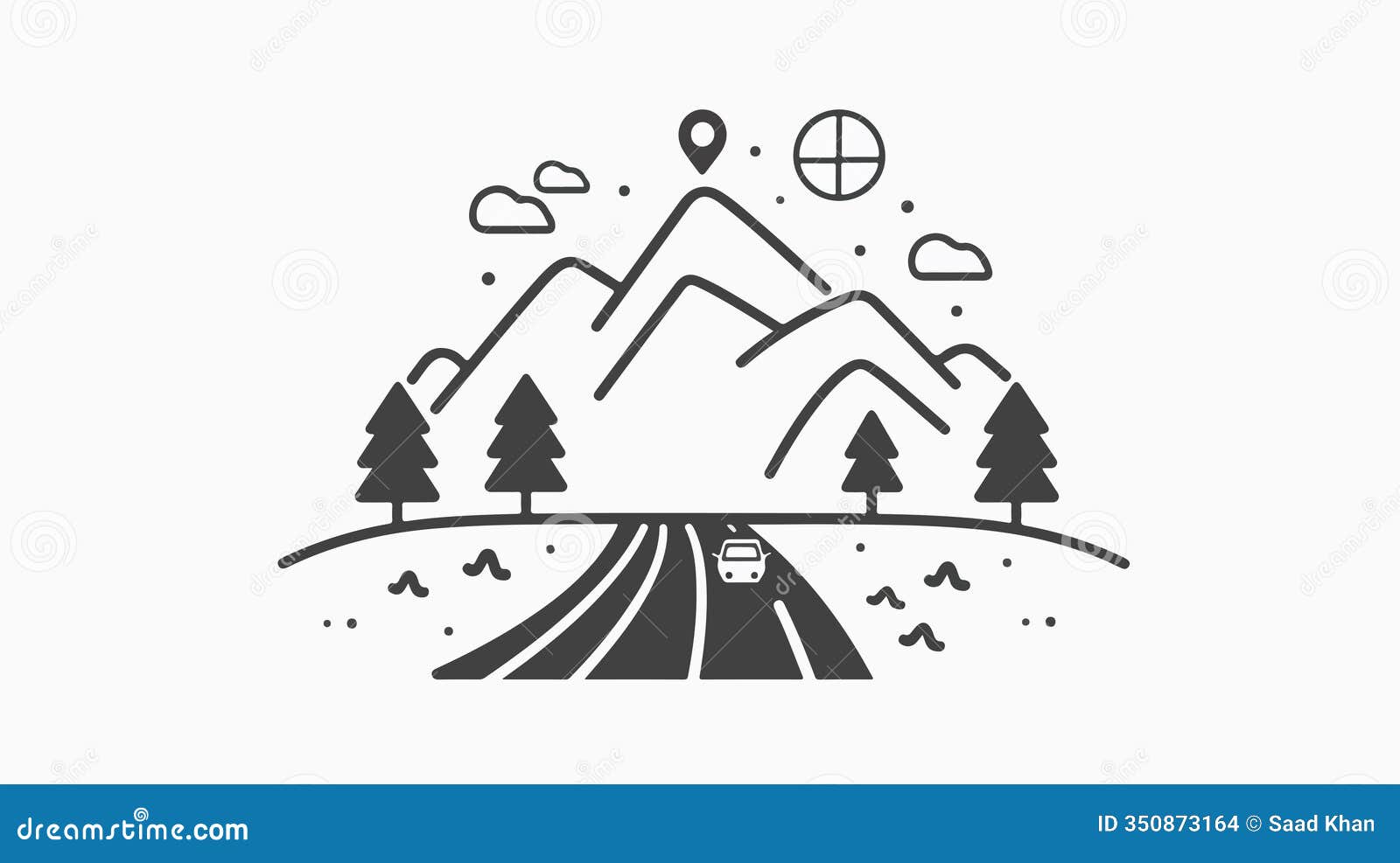 Road Destination Map Point Outline Icon for Navigation Services Stock ...
