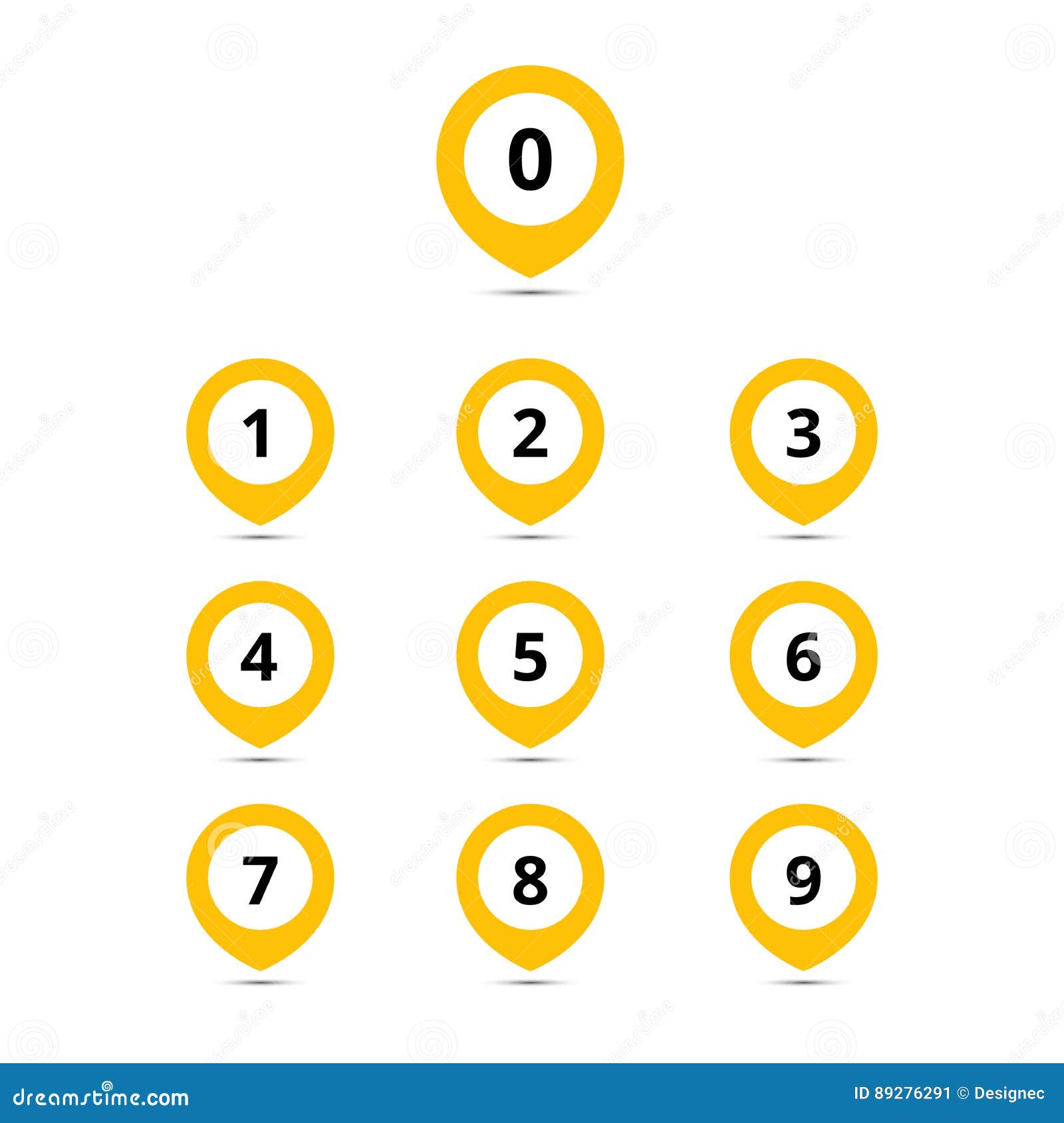 Map Point Set Icons with Numbers. Vector Coloful Illustrations. Stock ...