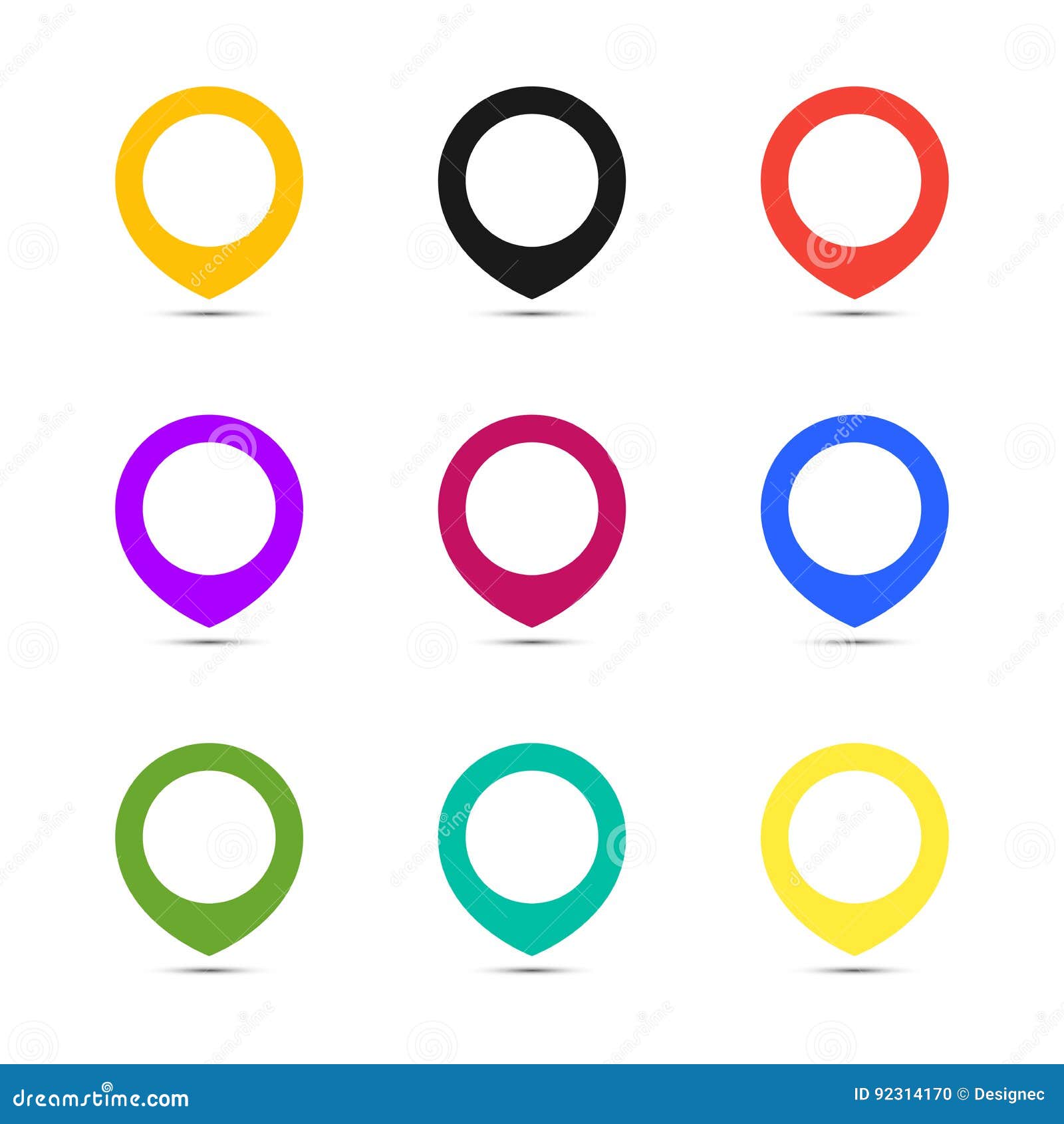 Map Point Set Icons. Vector Coloful Illustrations Stock Vector ...