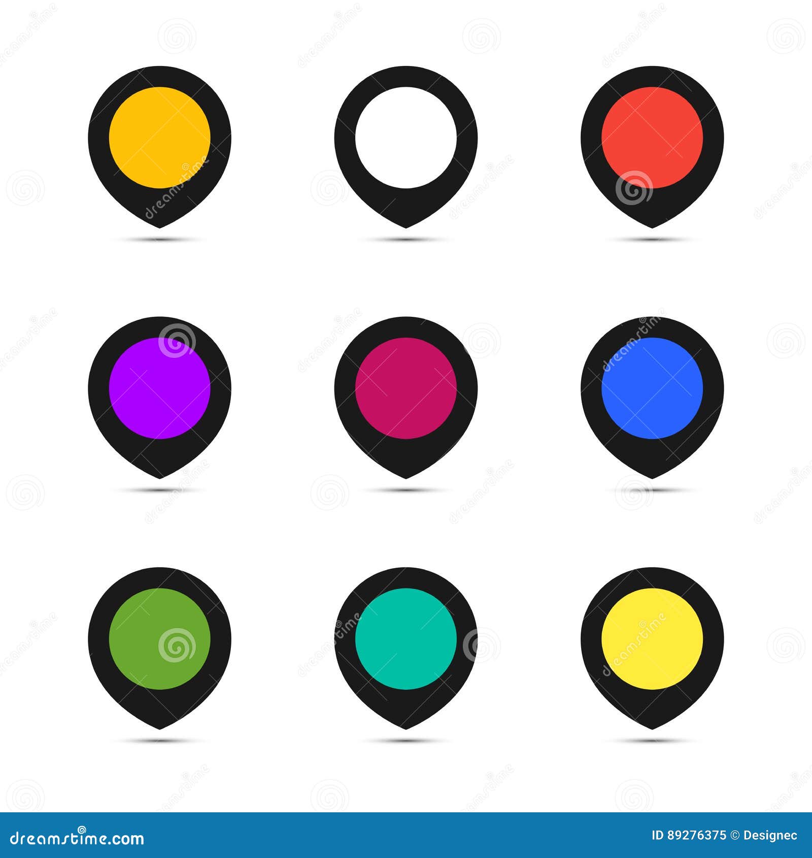 Map Point Set Icons. Vector Coloful Illustrations Stock Vector ...