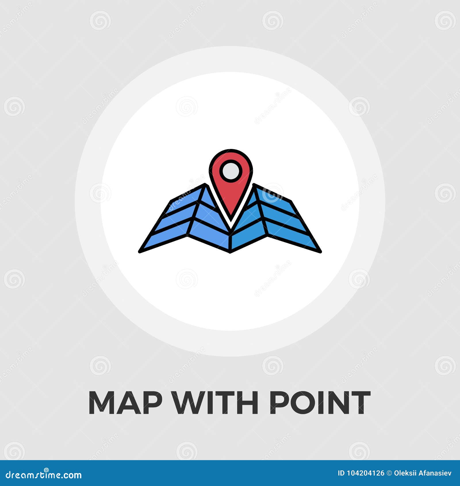 Map with Point Vector Flat Icon Stock Vector - Illustration of drawing ...
