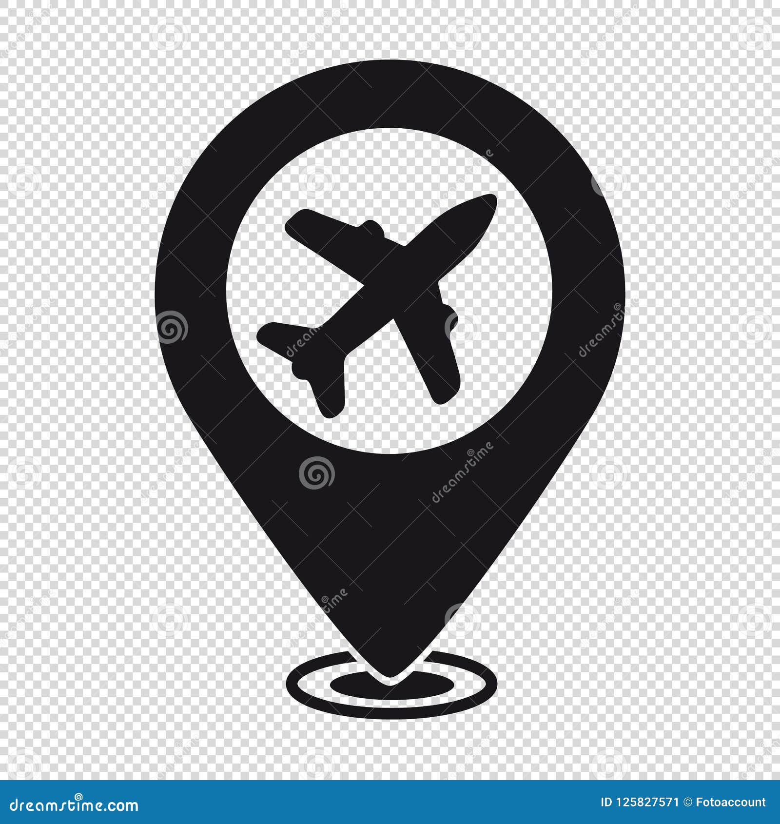 Map Pointer with Airplane - Flat Vector Button - Isolated on ...