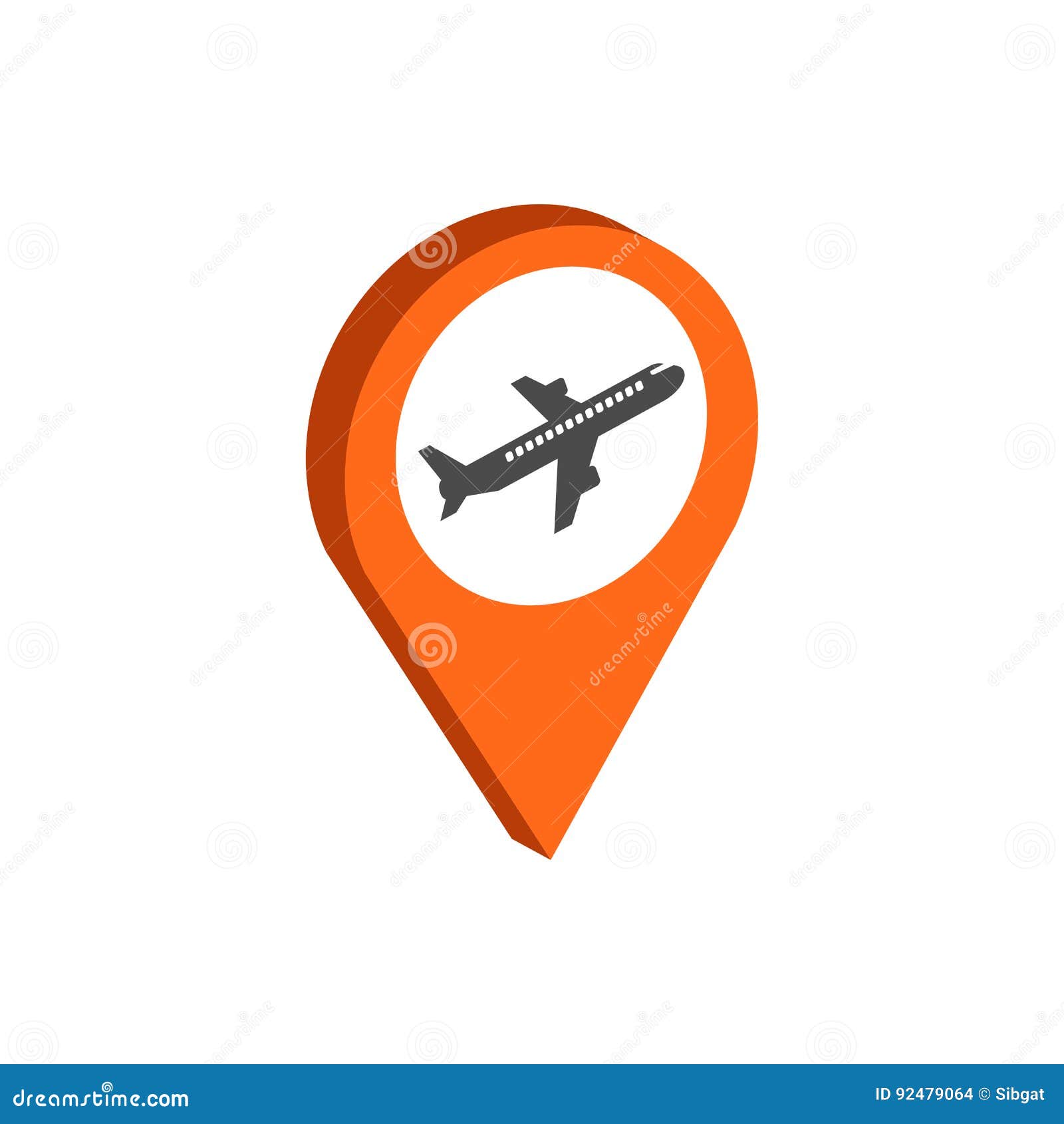 Map Pointer with Airplane Symbol. Flat Isometric Icon or Logo Stock ...