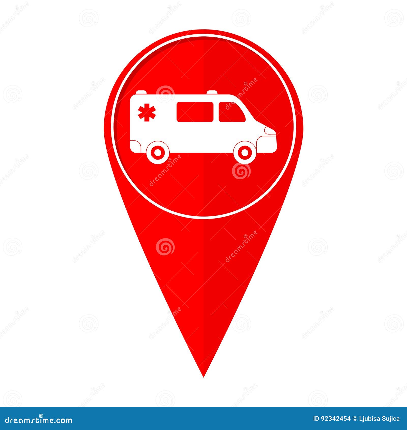 Map pointer Ambulance car stock vector. Illustration of icon - 92342454