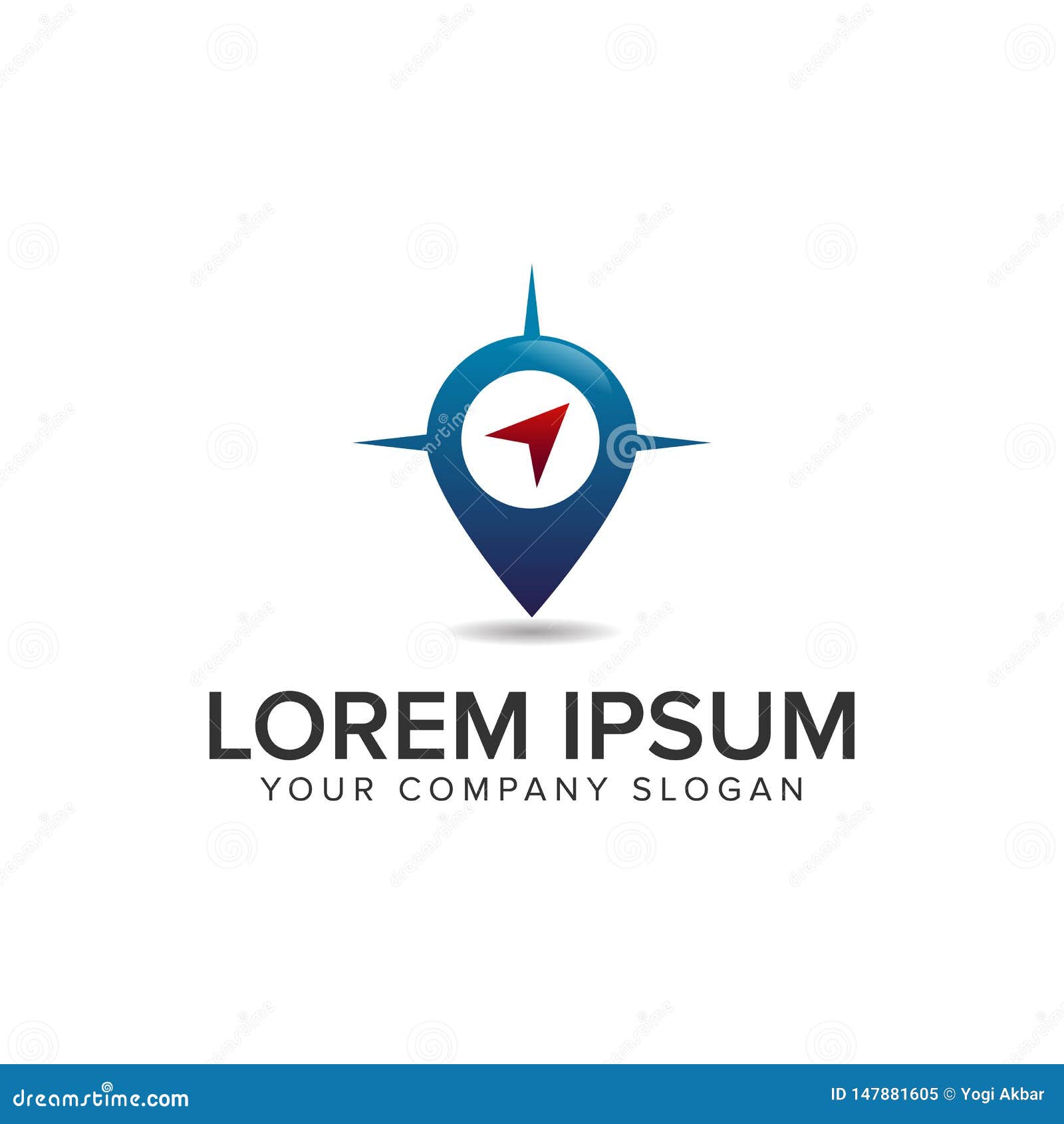 Map Pointer with Arrow Gps Compass Logo Design Concept Template. Fully ...