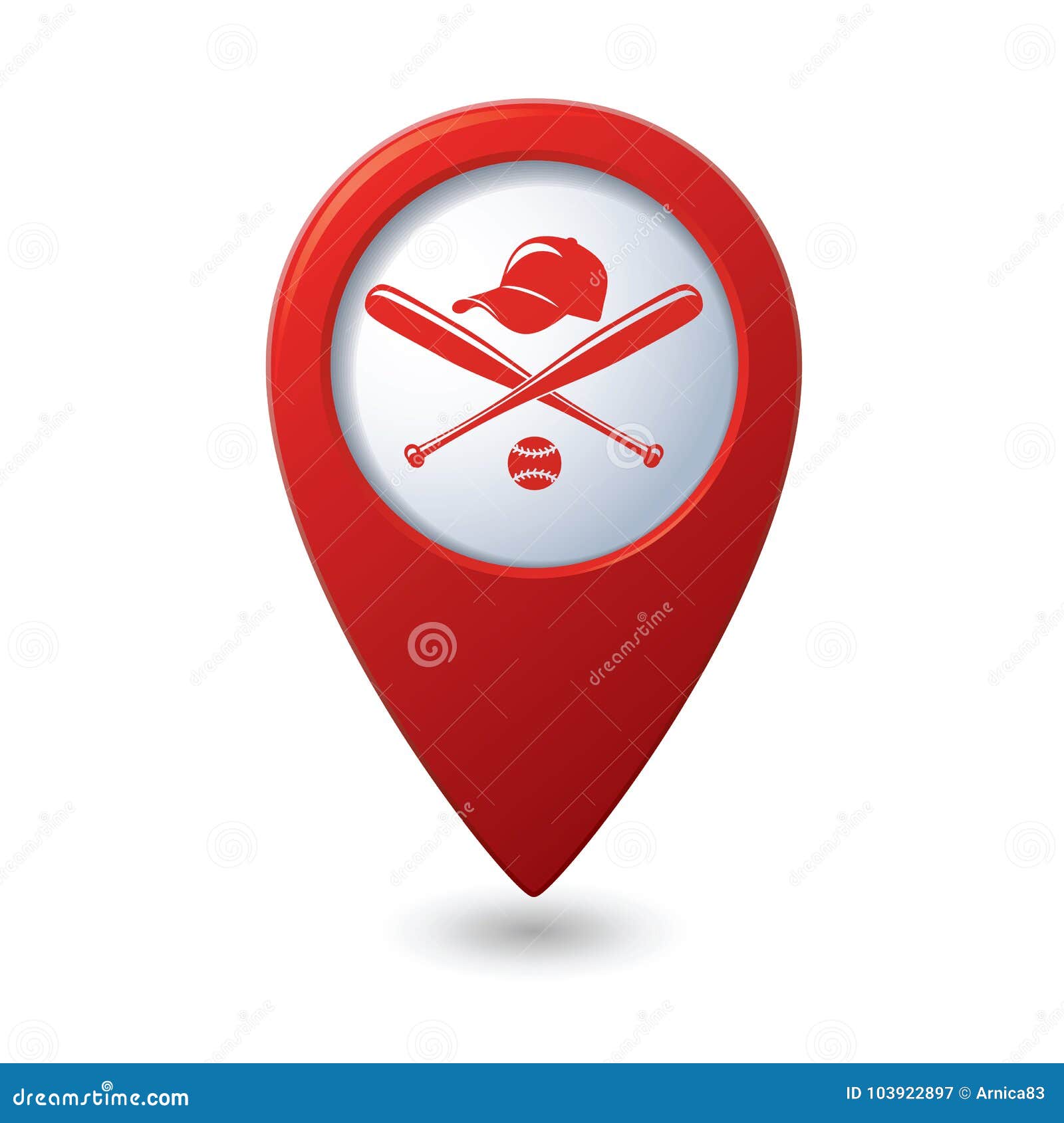 Map Pointer with Baseball Symbol Icon Stock Vector - Illustration of ...