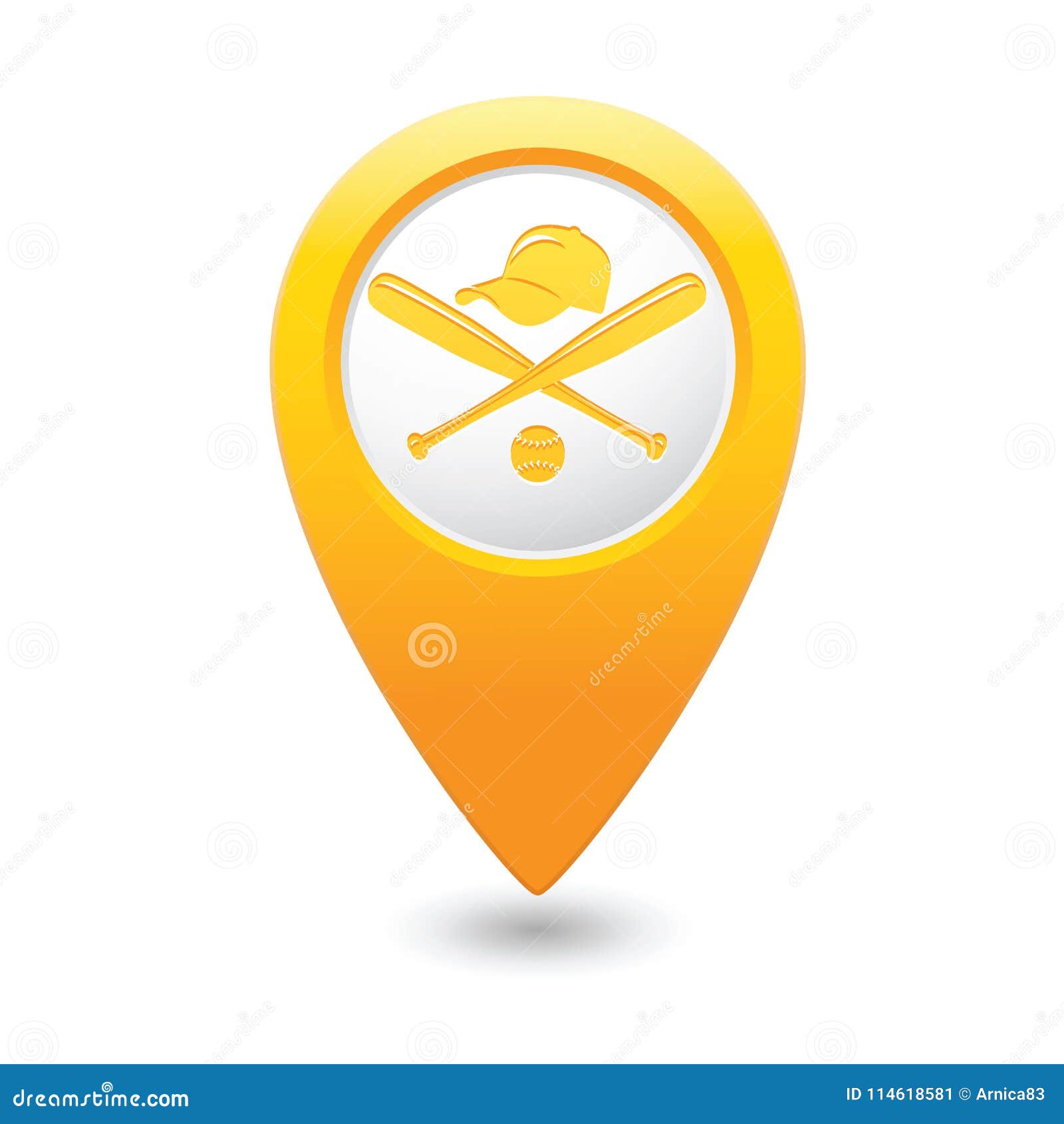 Map Pointer with Baseball Symbol Icon Stock Vector - Illustration of ...
