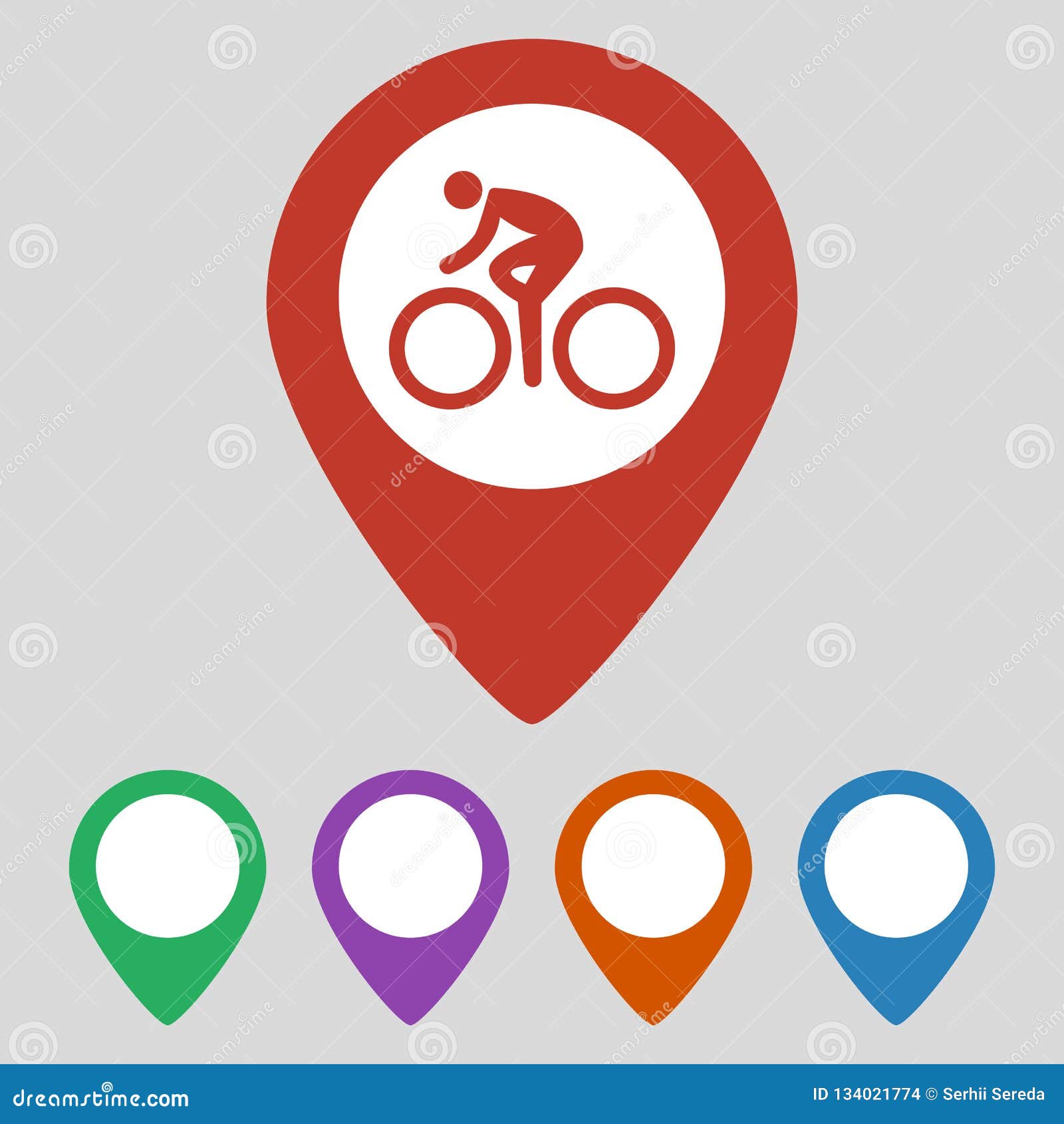 Map Pointer with Bicycle Icon Stock Illustration - Illustration of icon ...