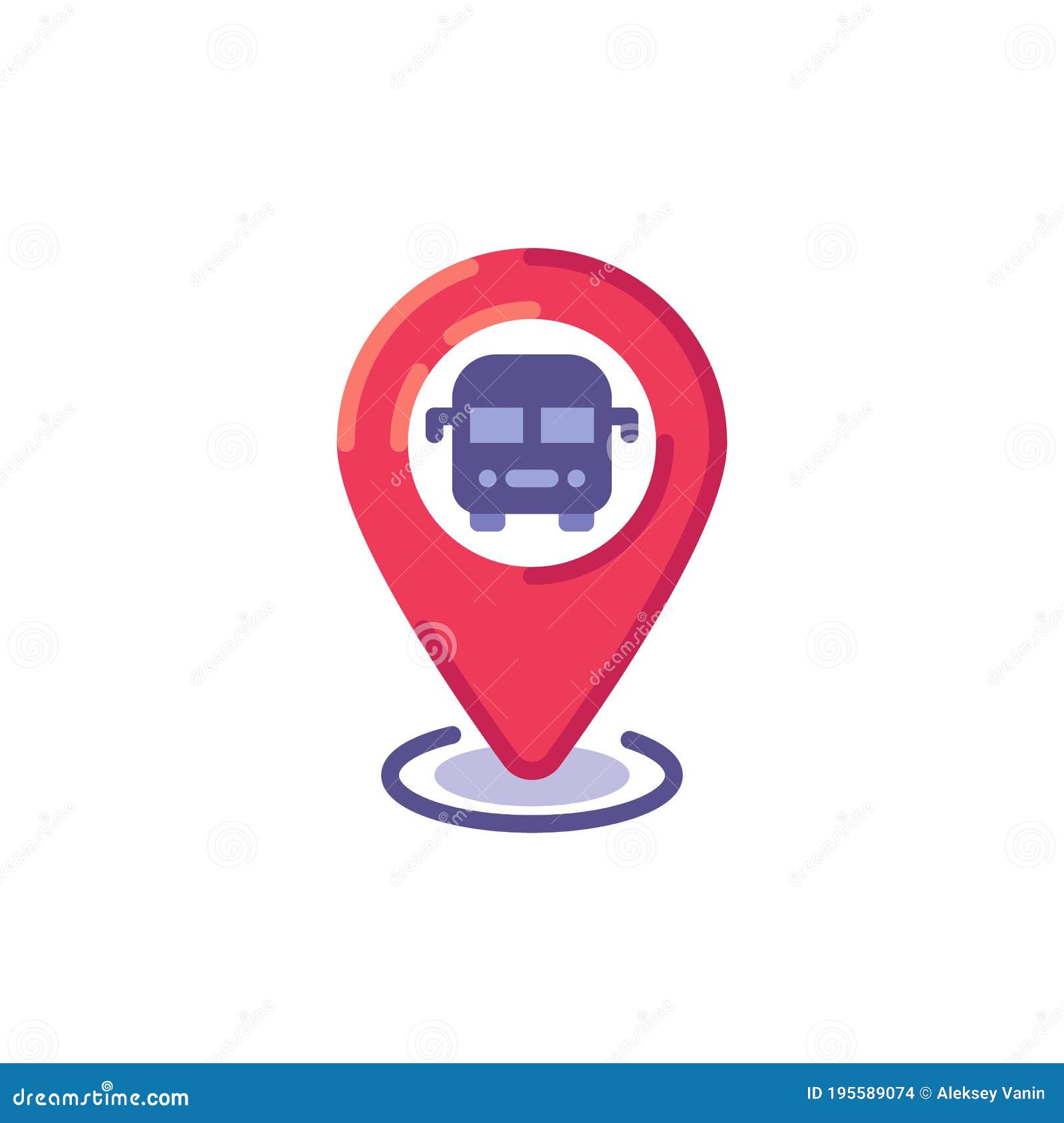 Map Pointer with Bus Flat Icon Stock Vector - Illustration of sign ...