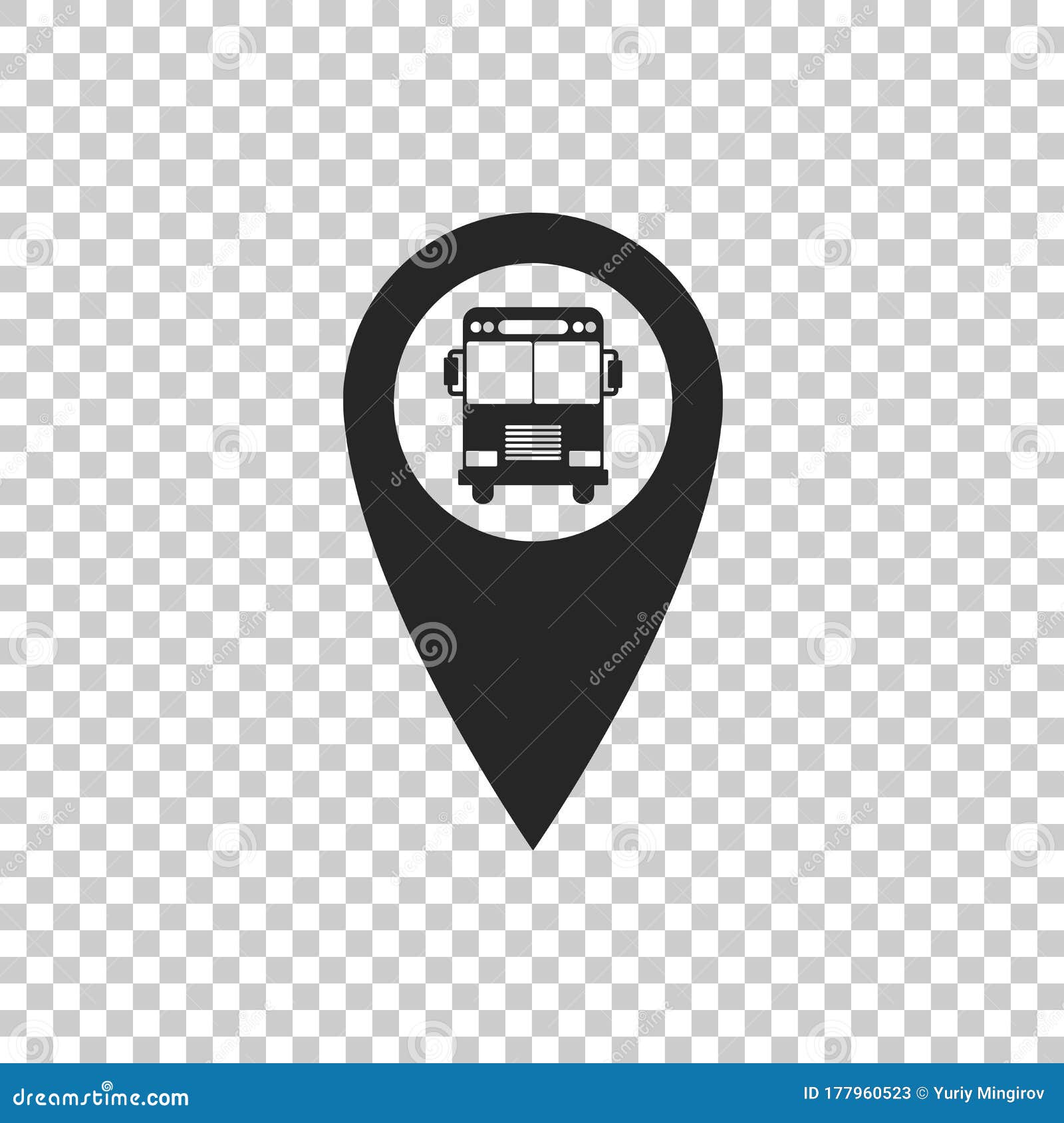 Map Pointer with Bus Icon Isolated on Transparent Background Stock ...
