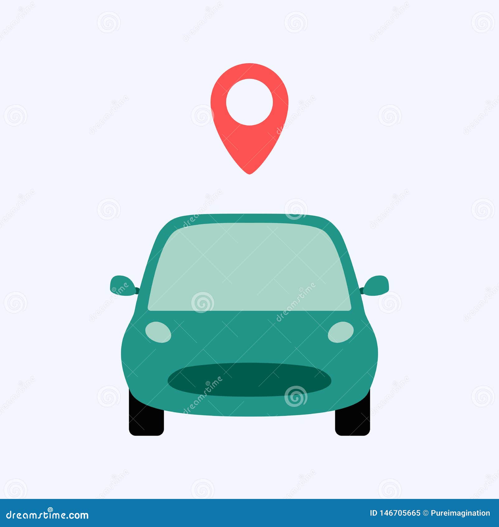 Map Pointer with Car Flat Style Isolated Stock Vector - Illustration of ...