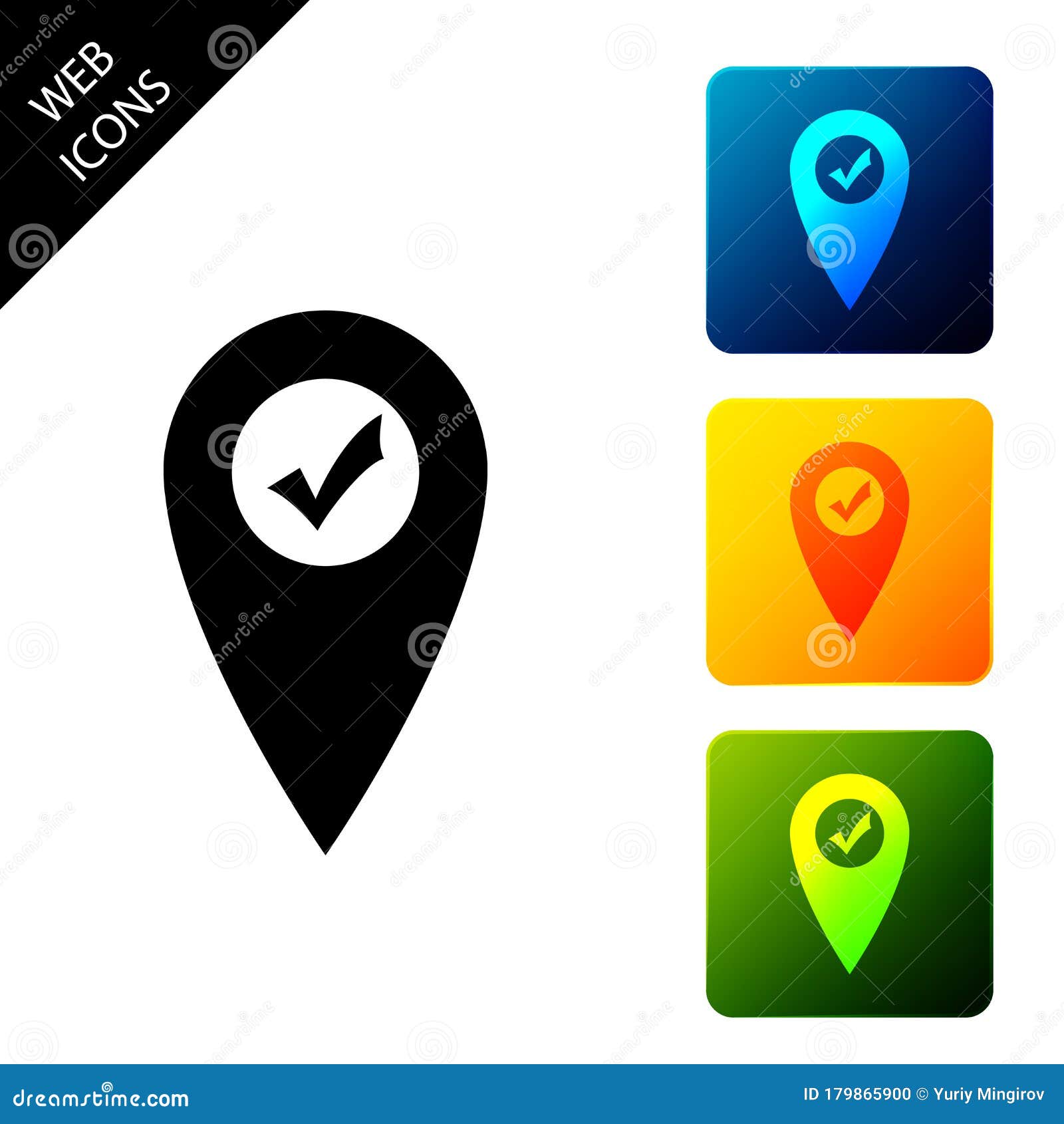 Map Pointer With Check Mark Icon Isolated Marker Location Sign Tick Symbol For Location Maps