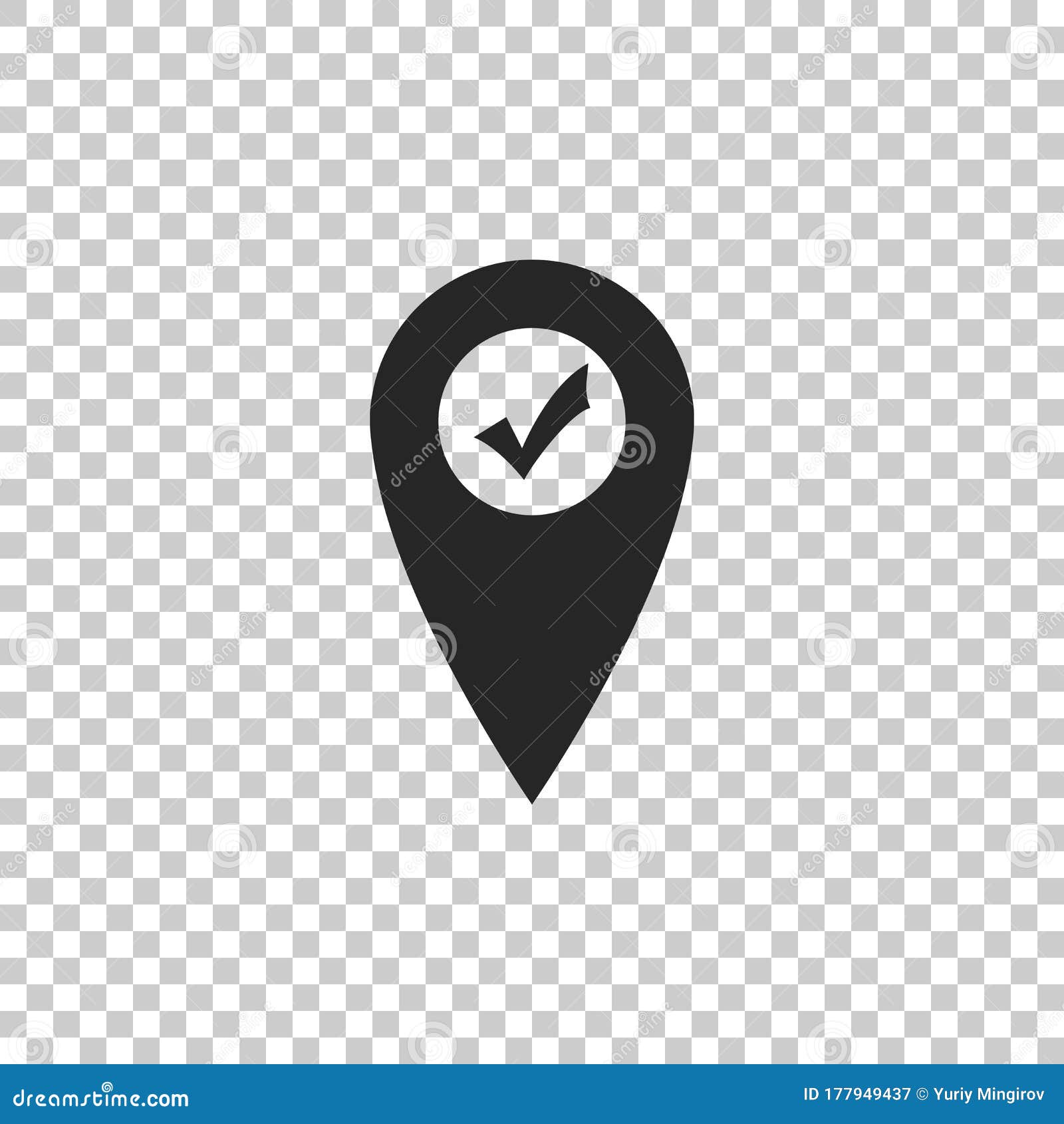 Map Pointer with Check Mark Icon Isolated on Transparent Background ...