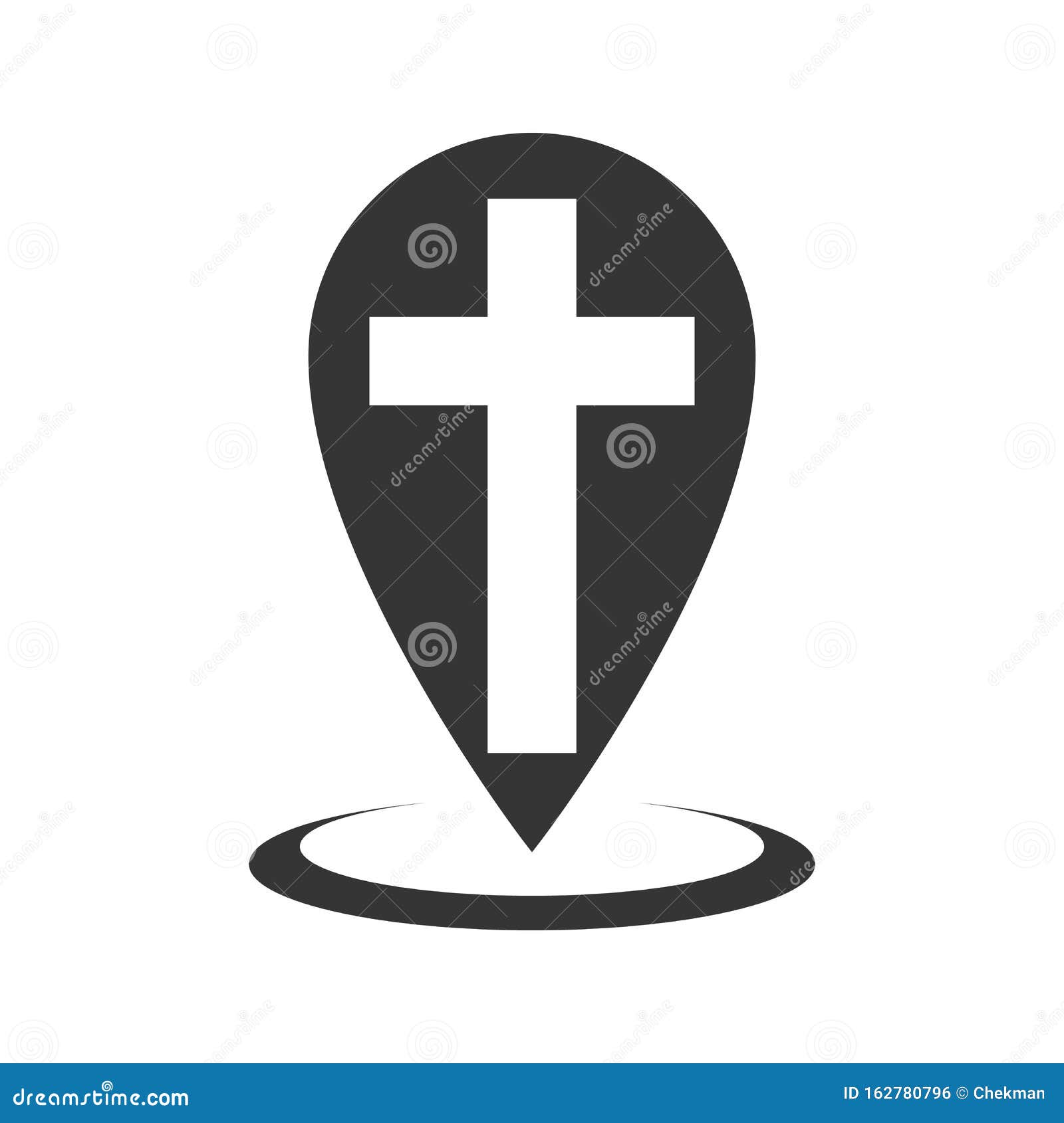 Map Pointer with Christian Cross Icon - Stock Illustration ...