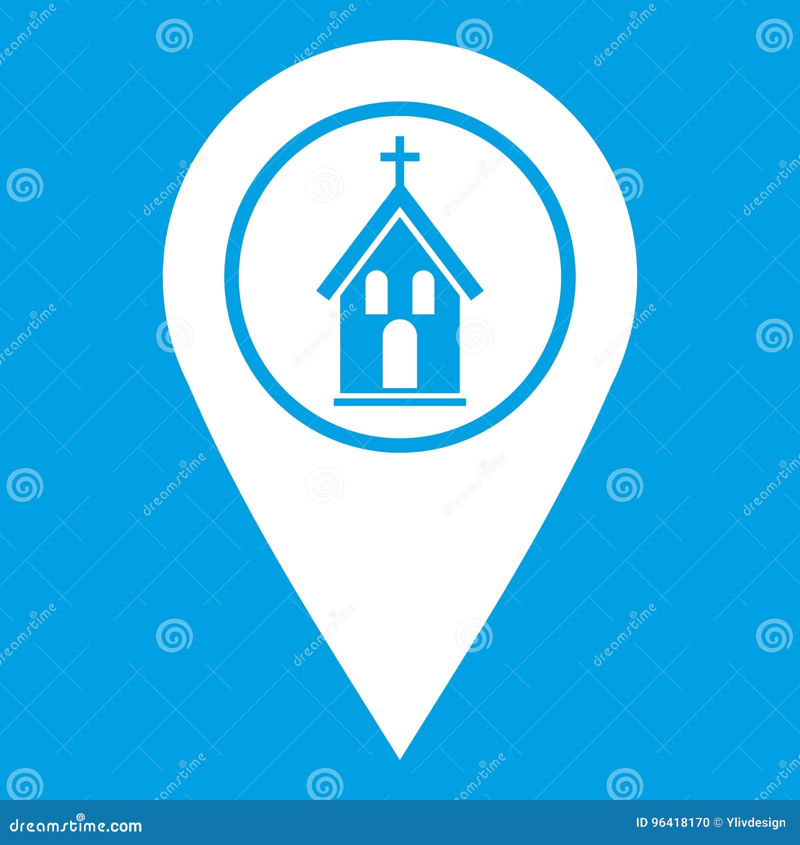 Map Pointer with Church Icon White Stock Vector - Illustration of ...