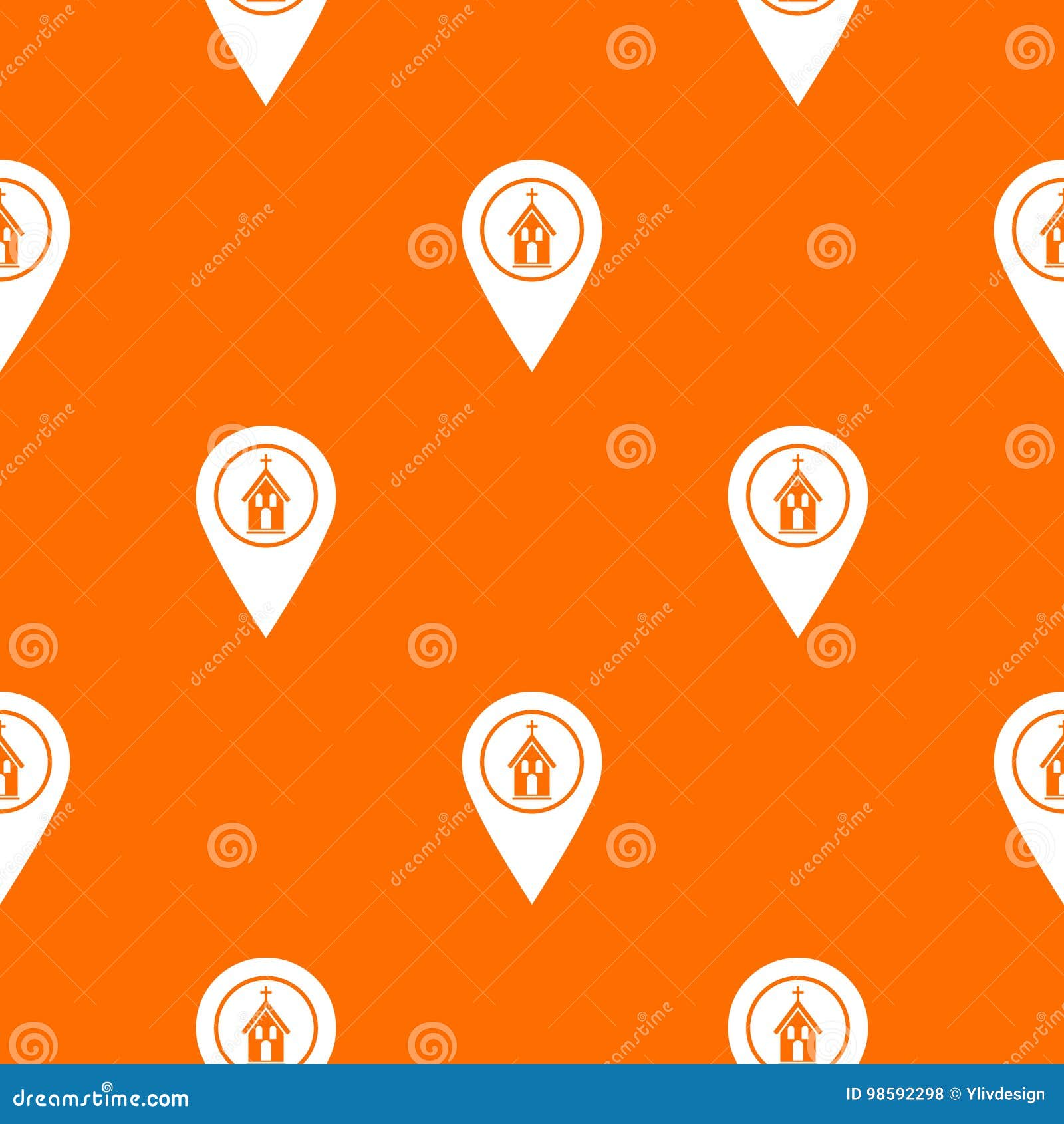 Map Pointer with Church Pattern Seamless Stock Vector - Illustration of element, circular: 98592298