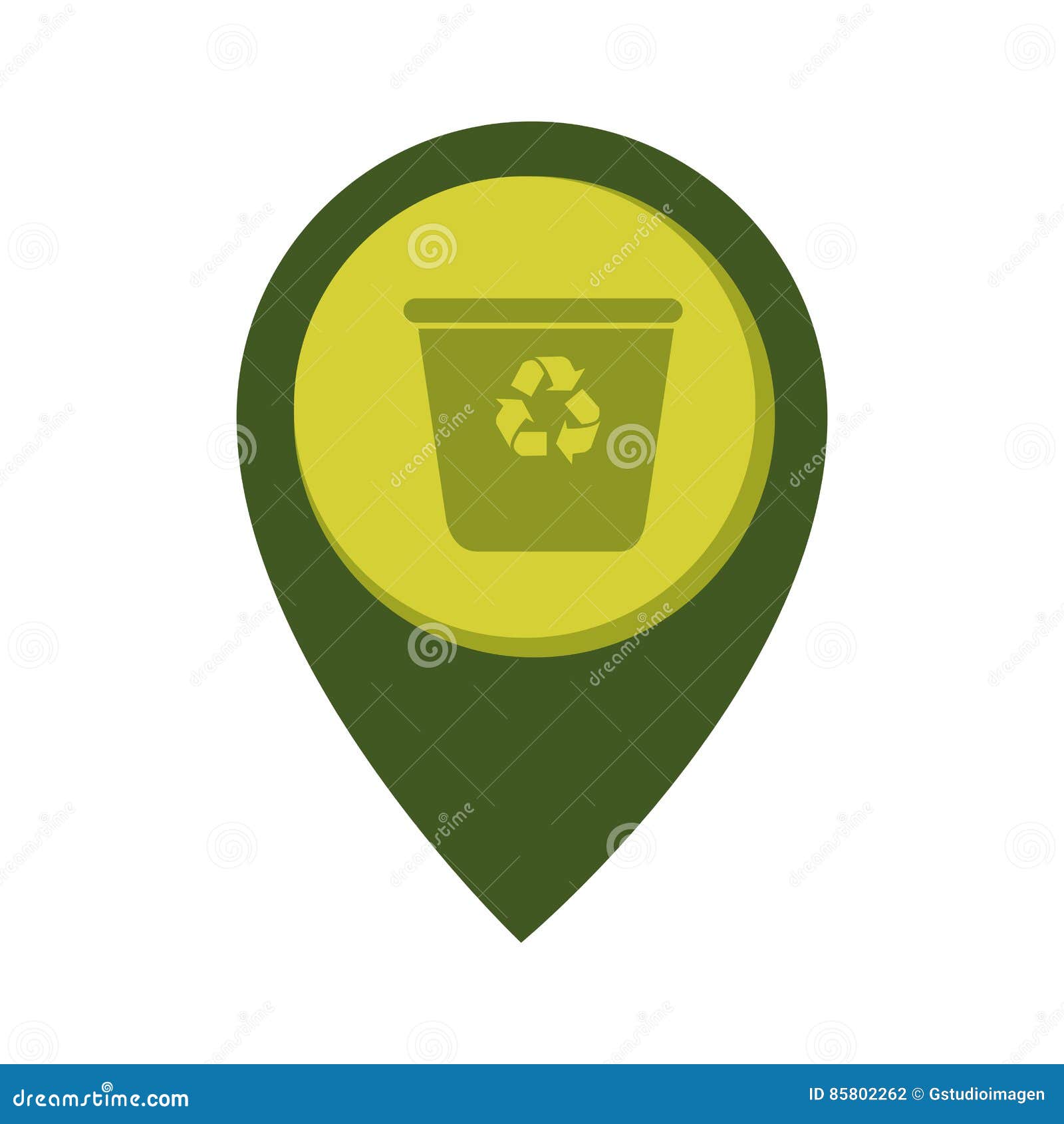 Map Pointer with Circle Interior with Recycling Container Stock Vector ...
