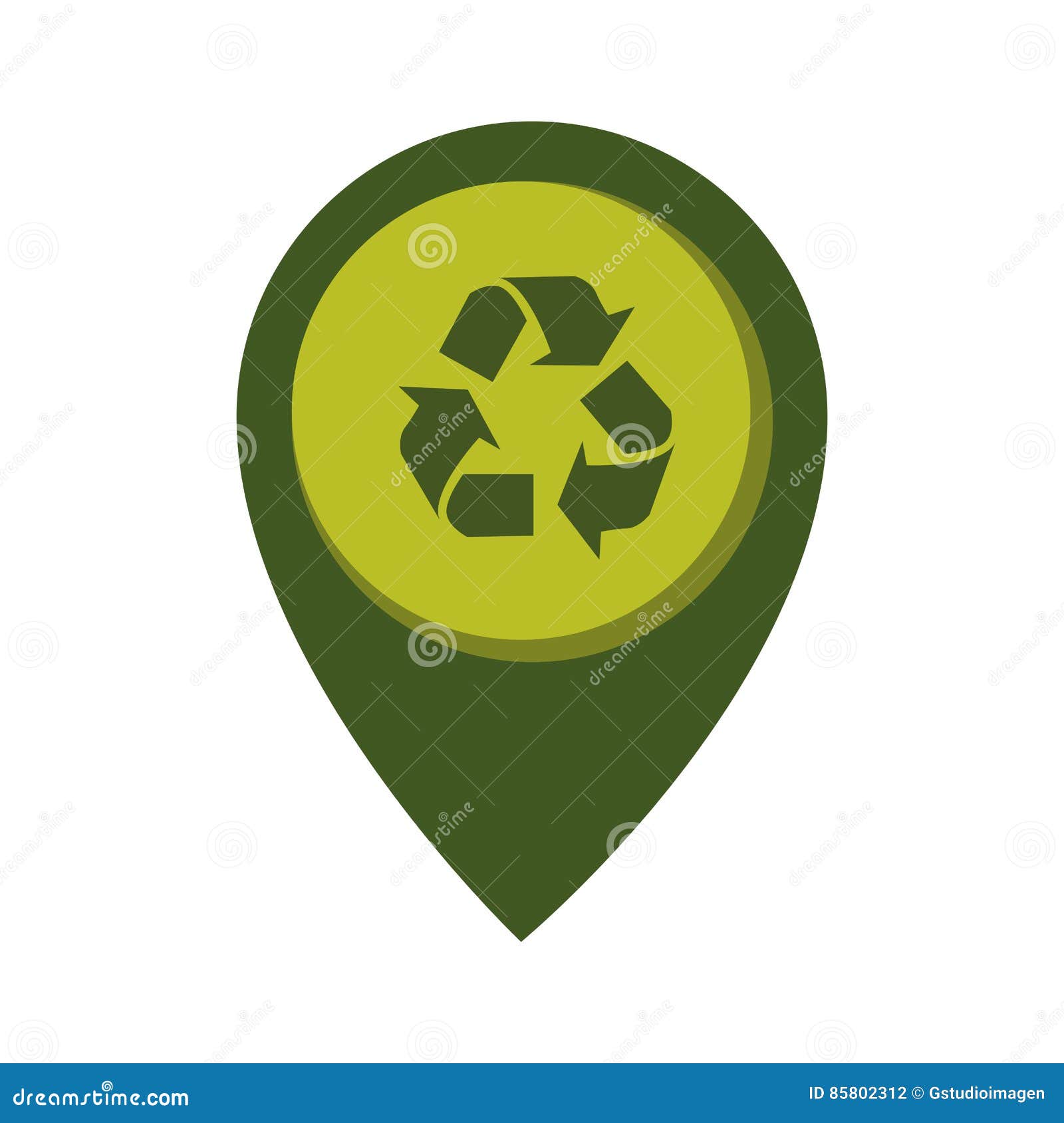 Map Pointer with Circle Interior with Recycling Symbol Stock Vector ...