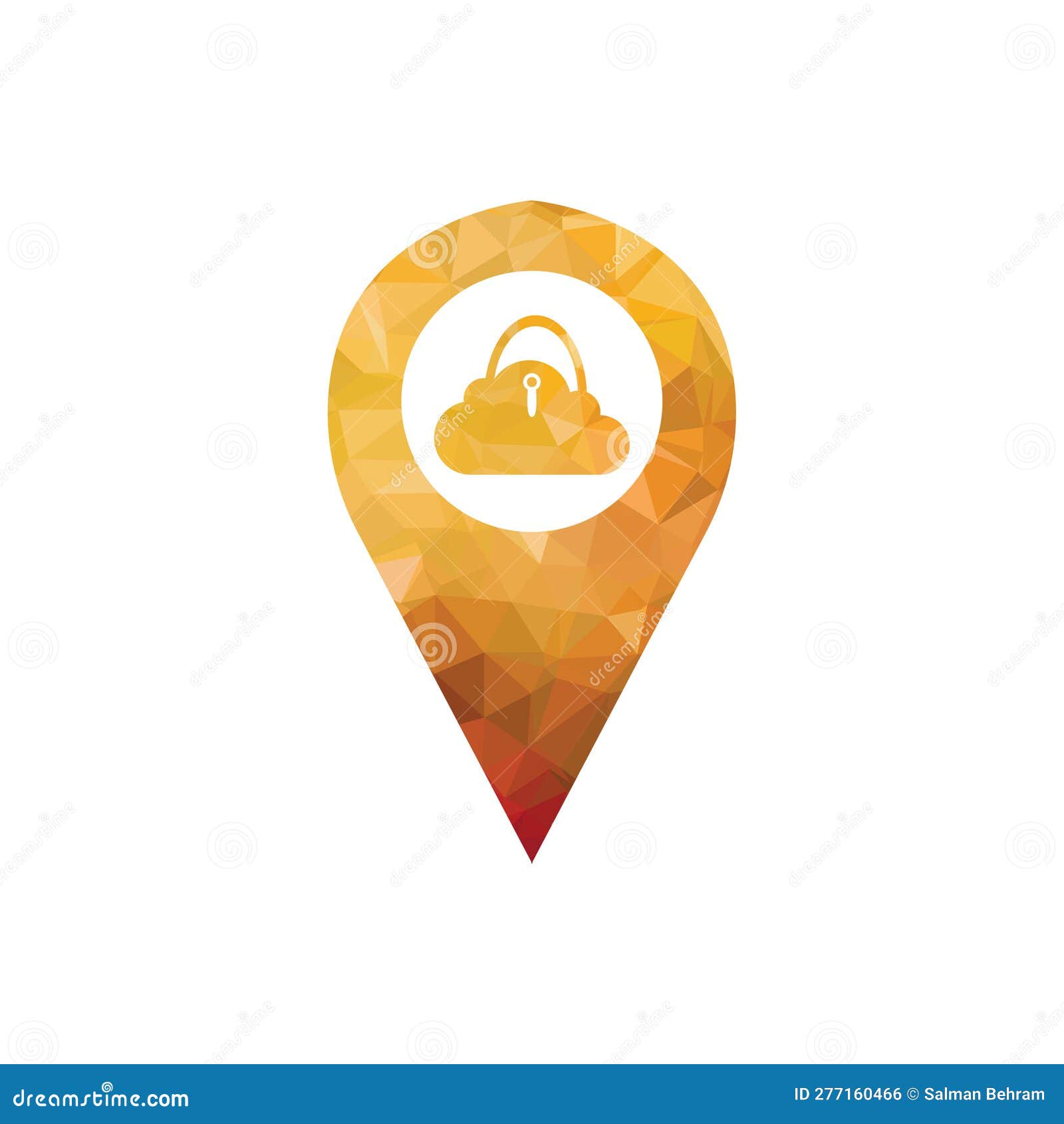 Map Pointer with Cloud and Lock Icon. Cloud Computing Vector Icon ...