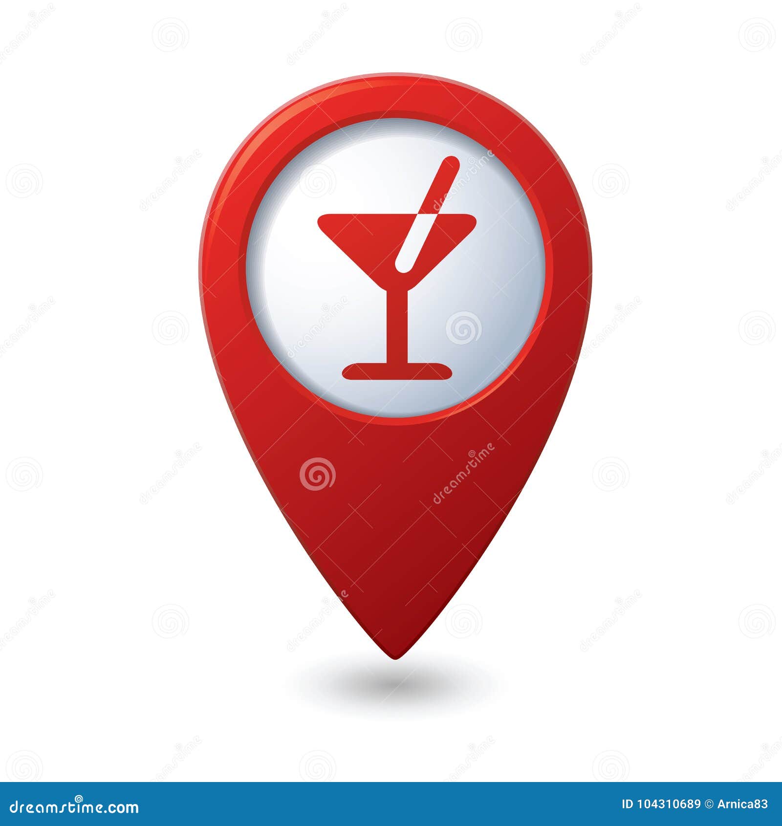 Map Pointer with Cocktail Icon Stock Vector - Illustration of marker ...