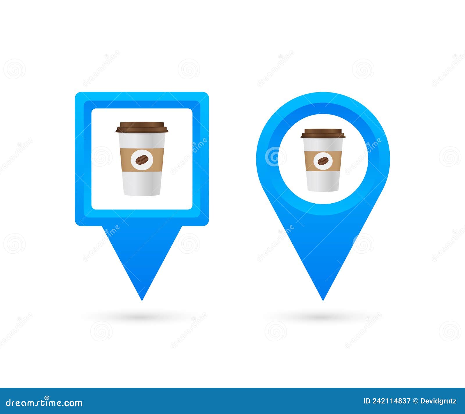 Map Pointer with Coffee. Pin Point Cafe. Vector Stock Illustration ...