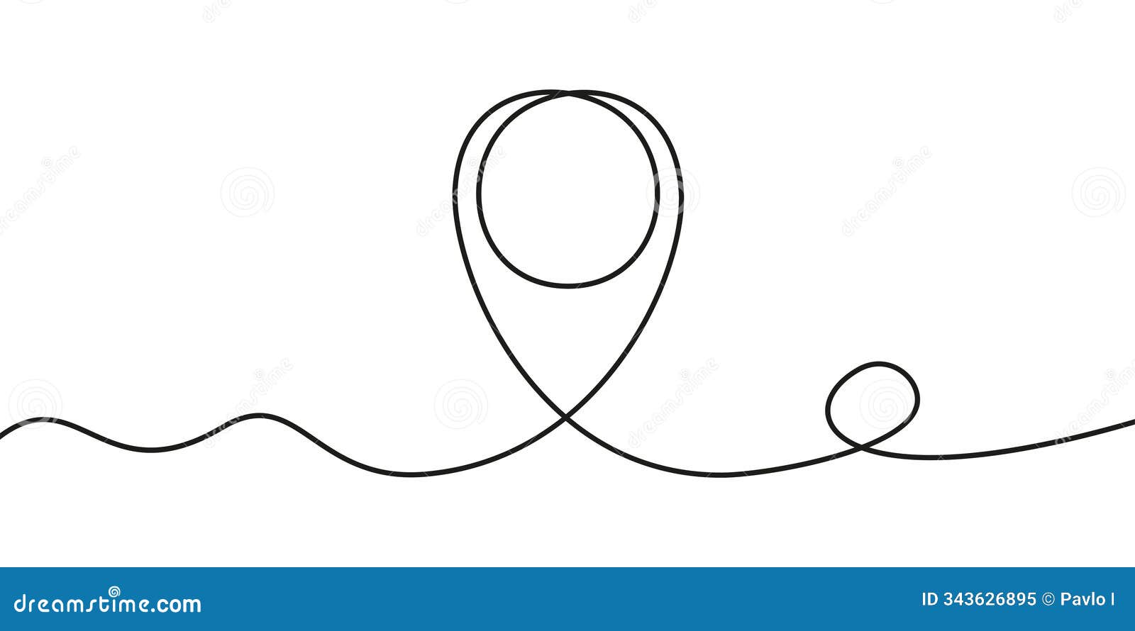 Map Pointer in Continuous One Line, Location Destination Stock Vector - Illustration of mark ...