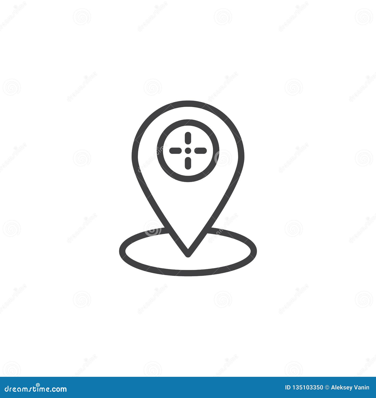 Map Pointer with Cross Outline Icon Stock Vector - Illustration of ...
