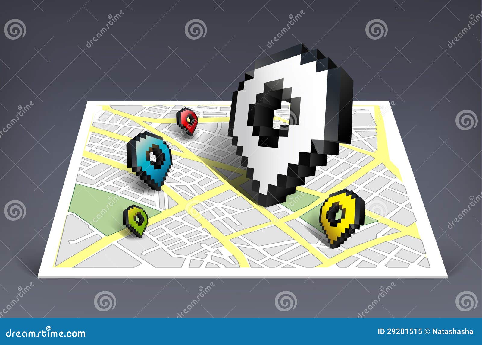 Map Pointer Cursor Icon with City Map Illustratio Stock Vector ...