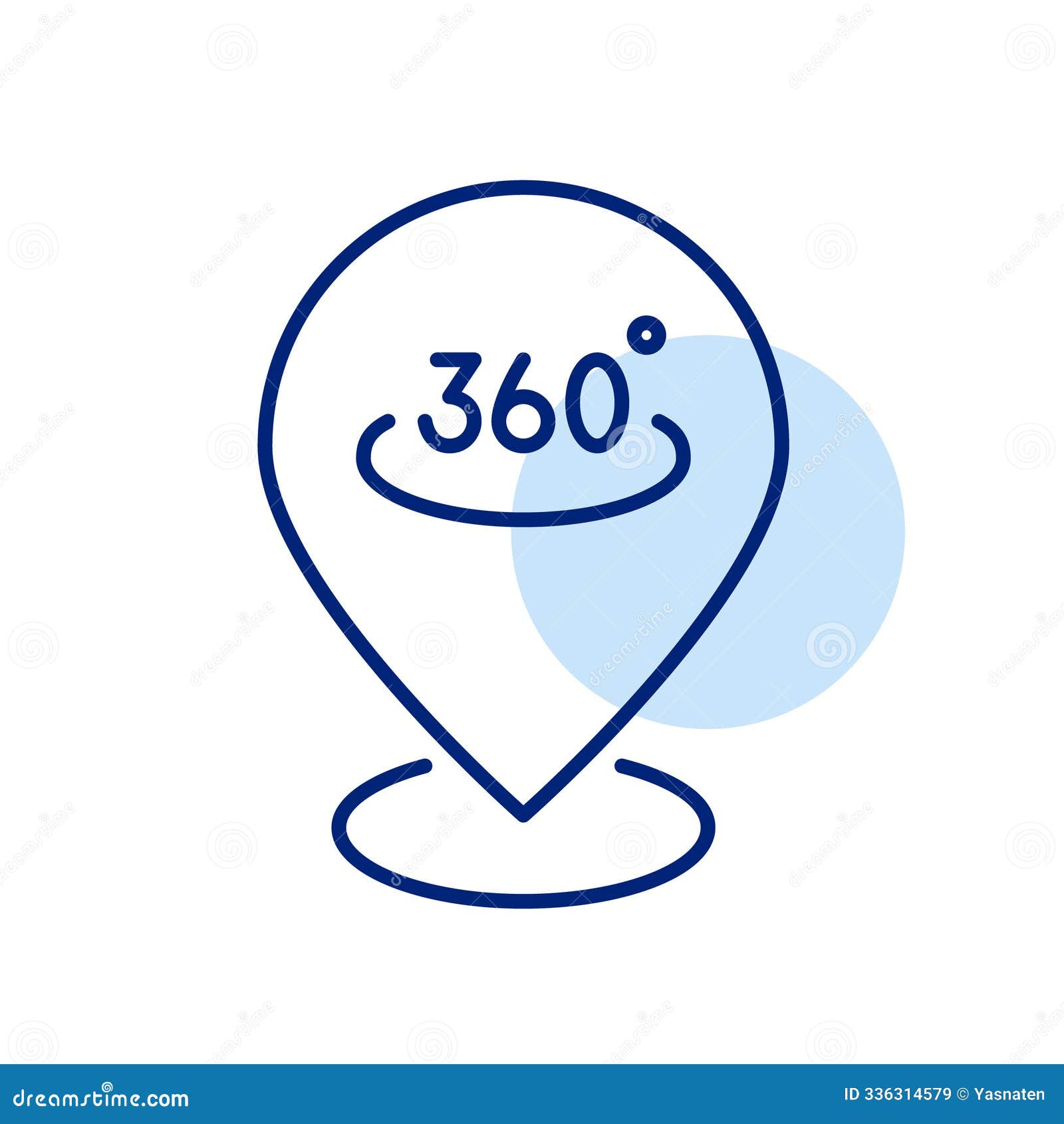 Map Pointer with 360 Degree Symbol on it. Panoramic View of the ...