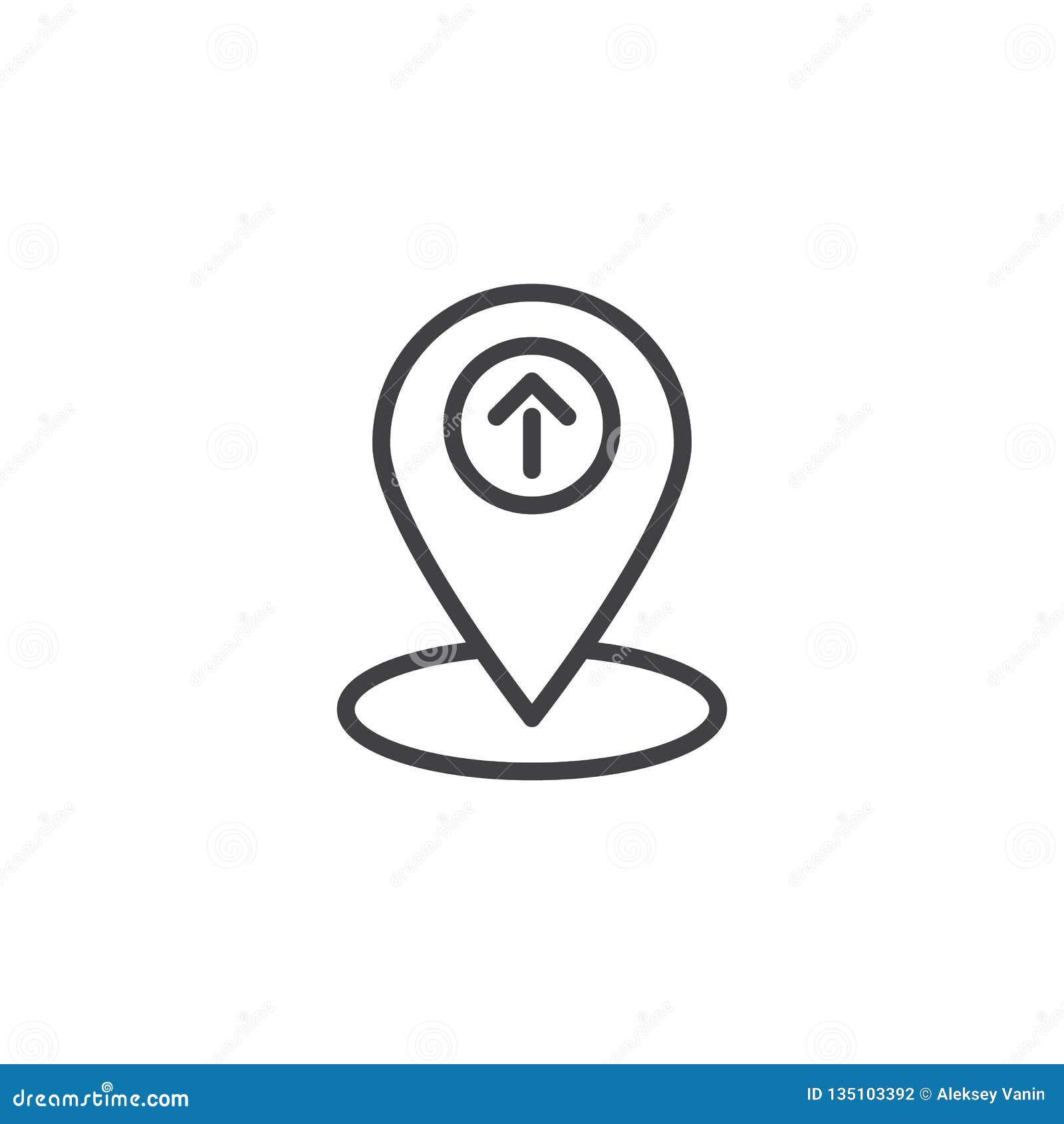 Map Pointer with Direction Arrow Outline Icon Stock Vector ...