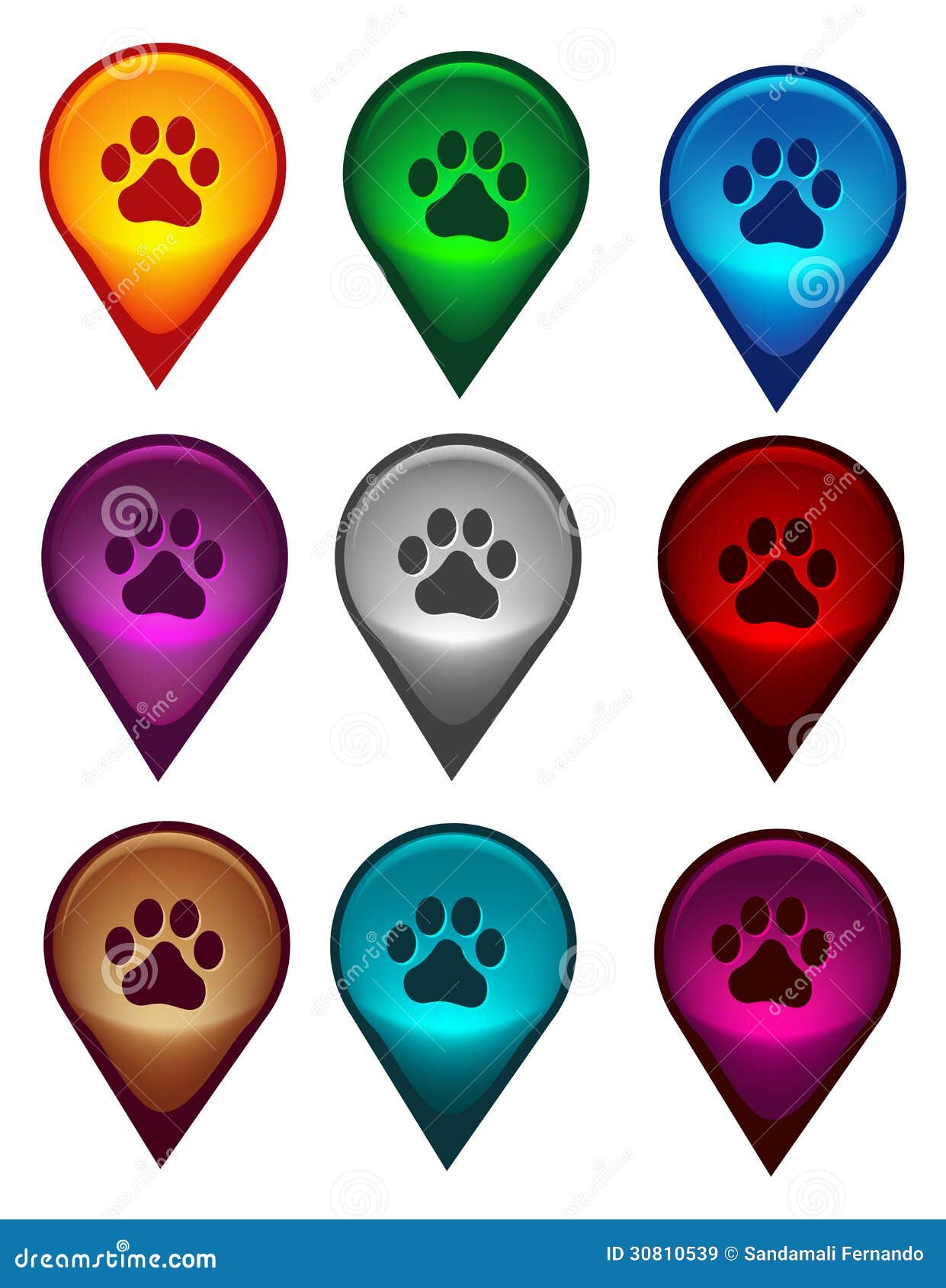 Map Pointer with Dog Paw Print Stock Vector - Illustration of green ...