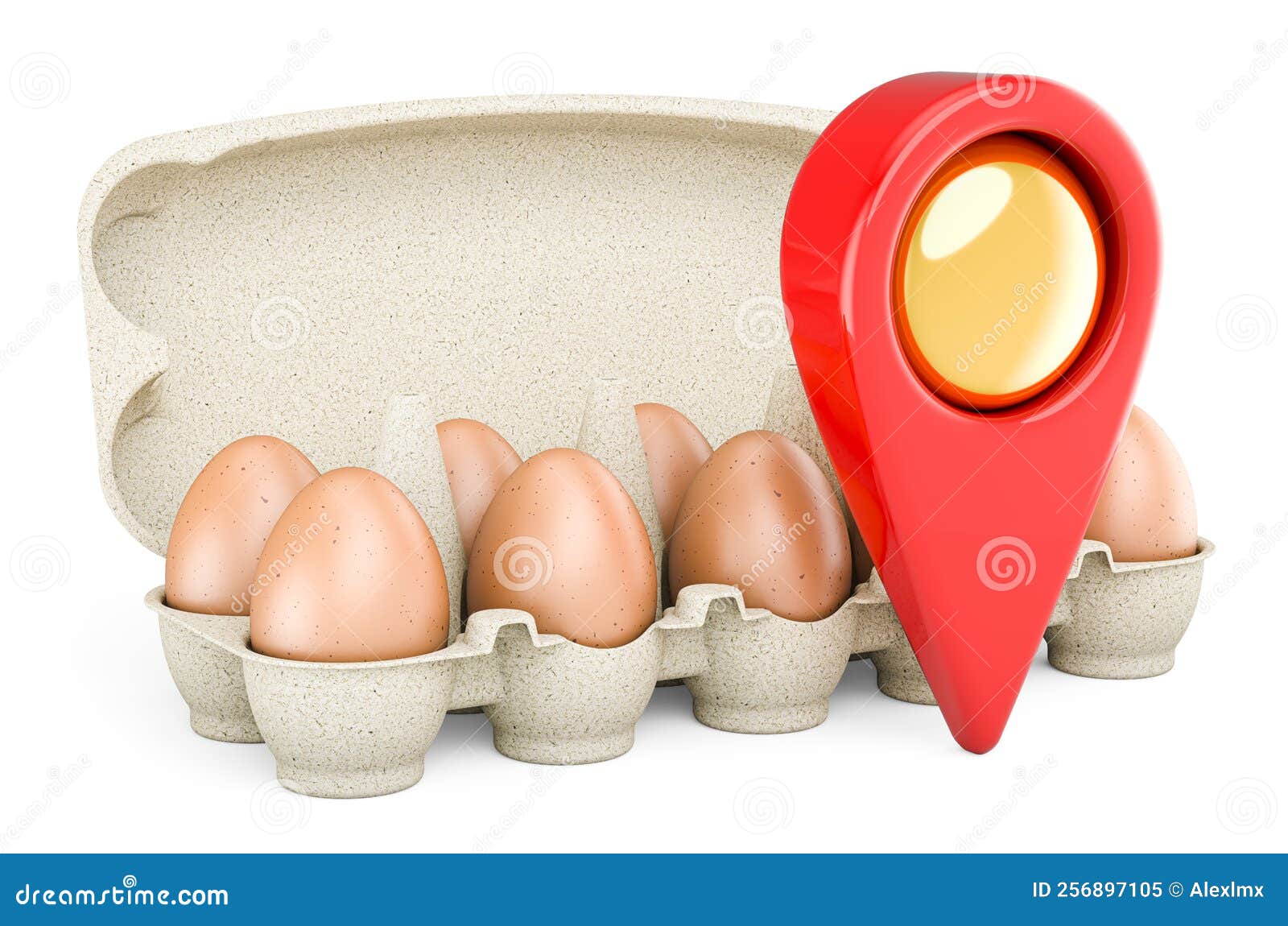 Map Pointer with Eggs in an Egg Carton. 3D Rendering Stock Illustration ...