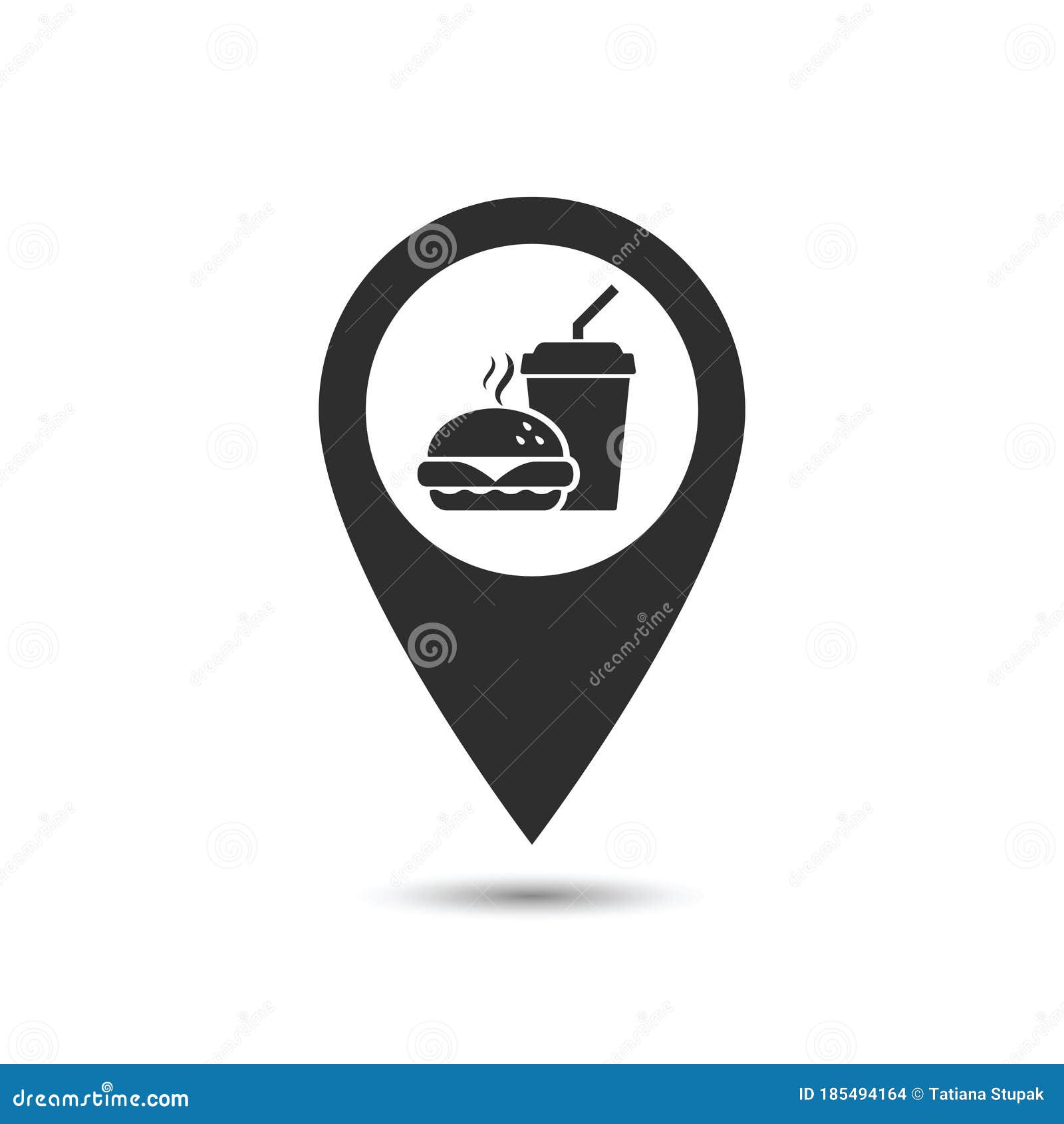 Map Pointer with Fast Food Icon. Vector Location Sign Stock Vector ...