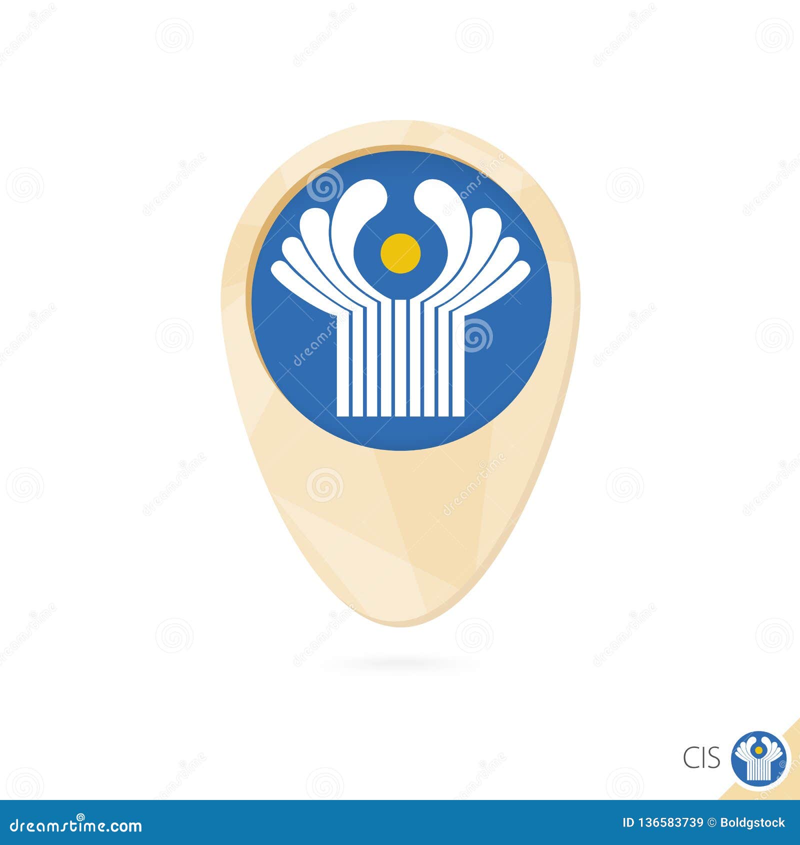 Map Pointer with Flag of CIS. Orange Abstract Map Icon Stock Vector ...