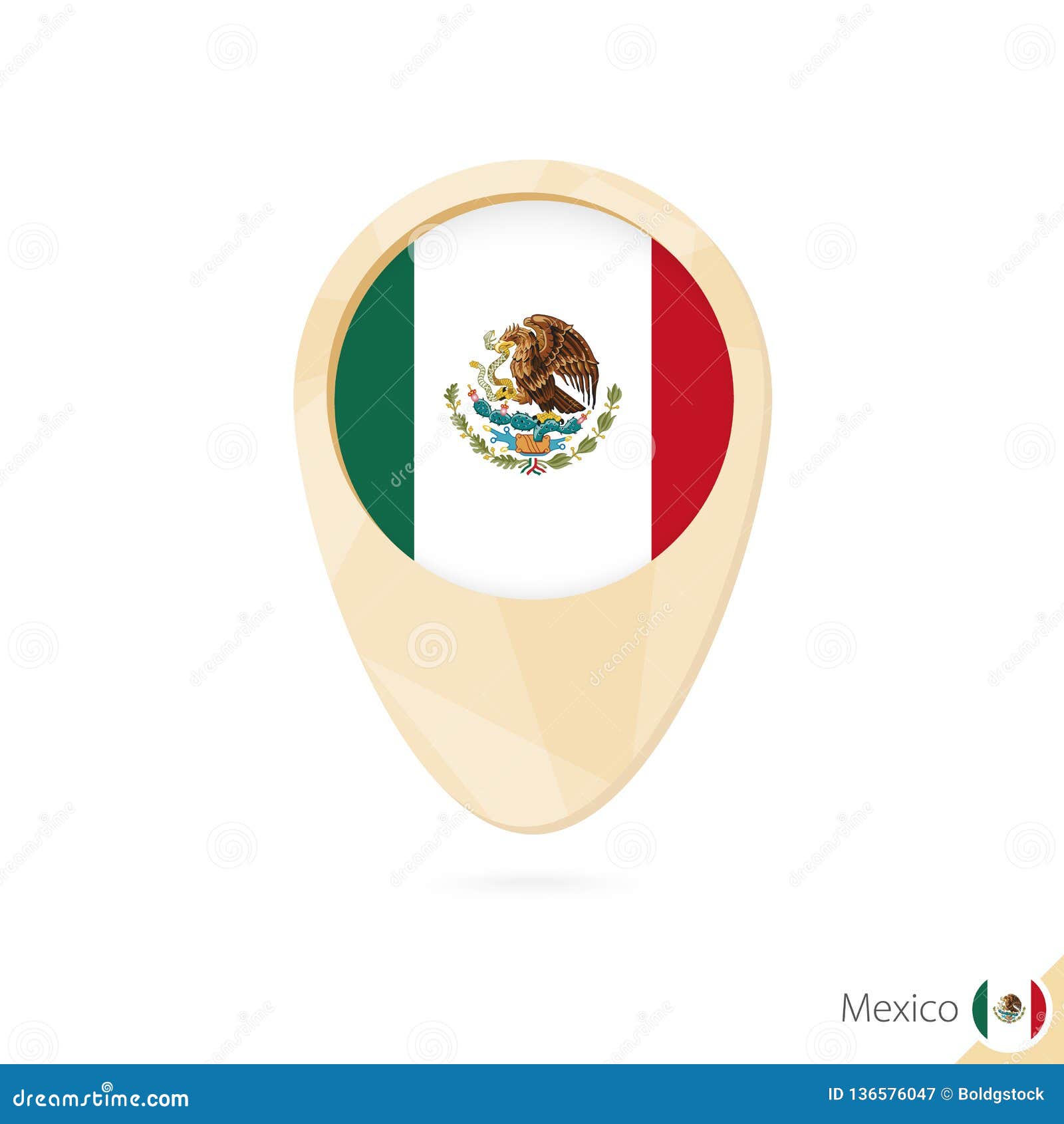 Map Pointer with Flag of Mexico. Orange Abstract Map Icon Stock Vector ...