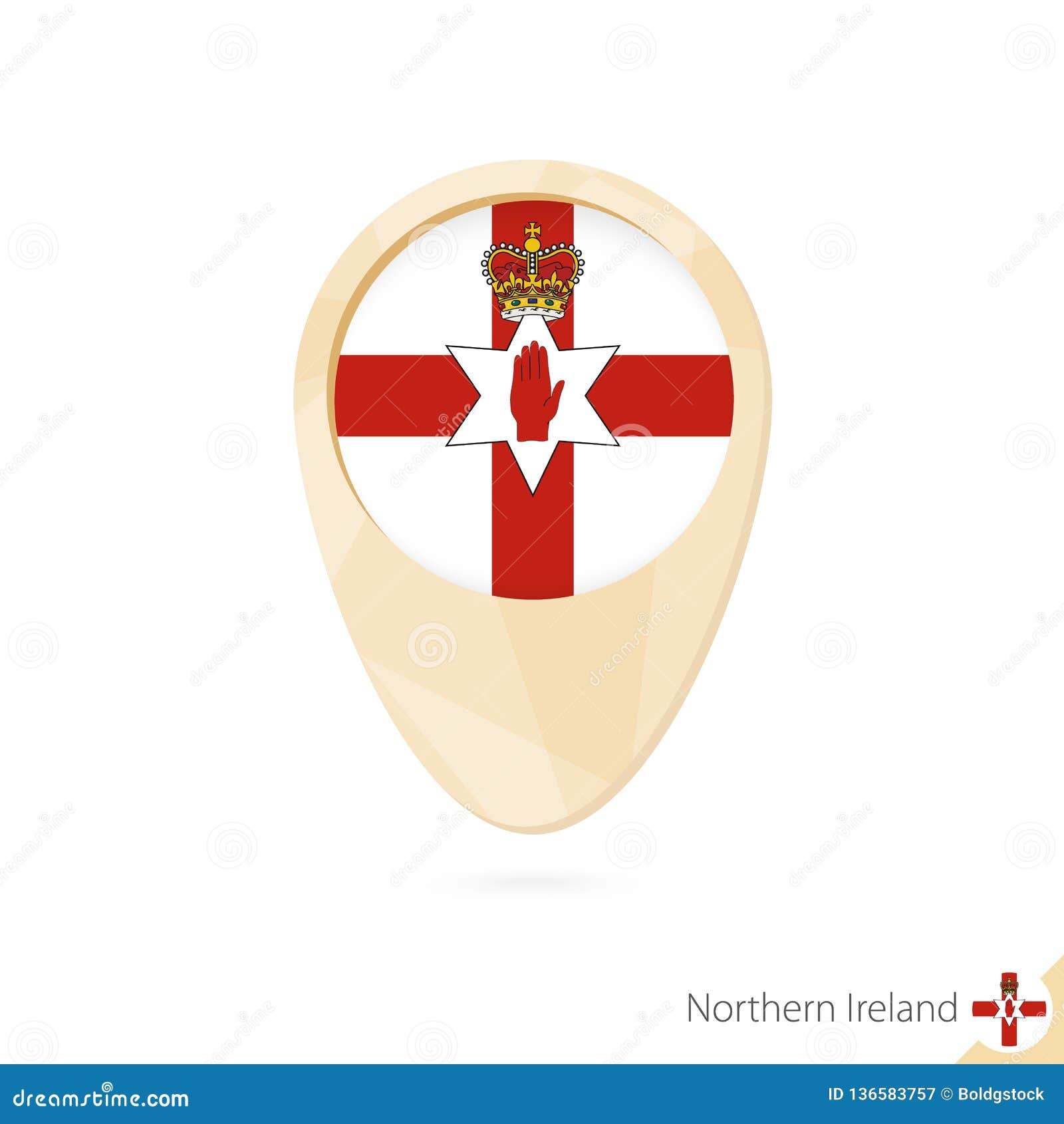 Map Pointer with Flag of Northern Ireland. Orange Abstract Map Icon ...