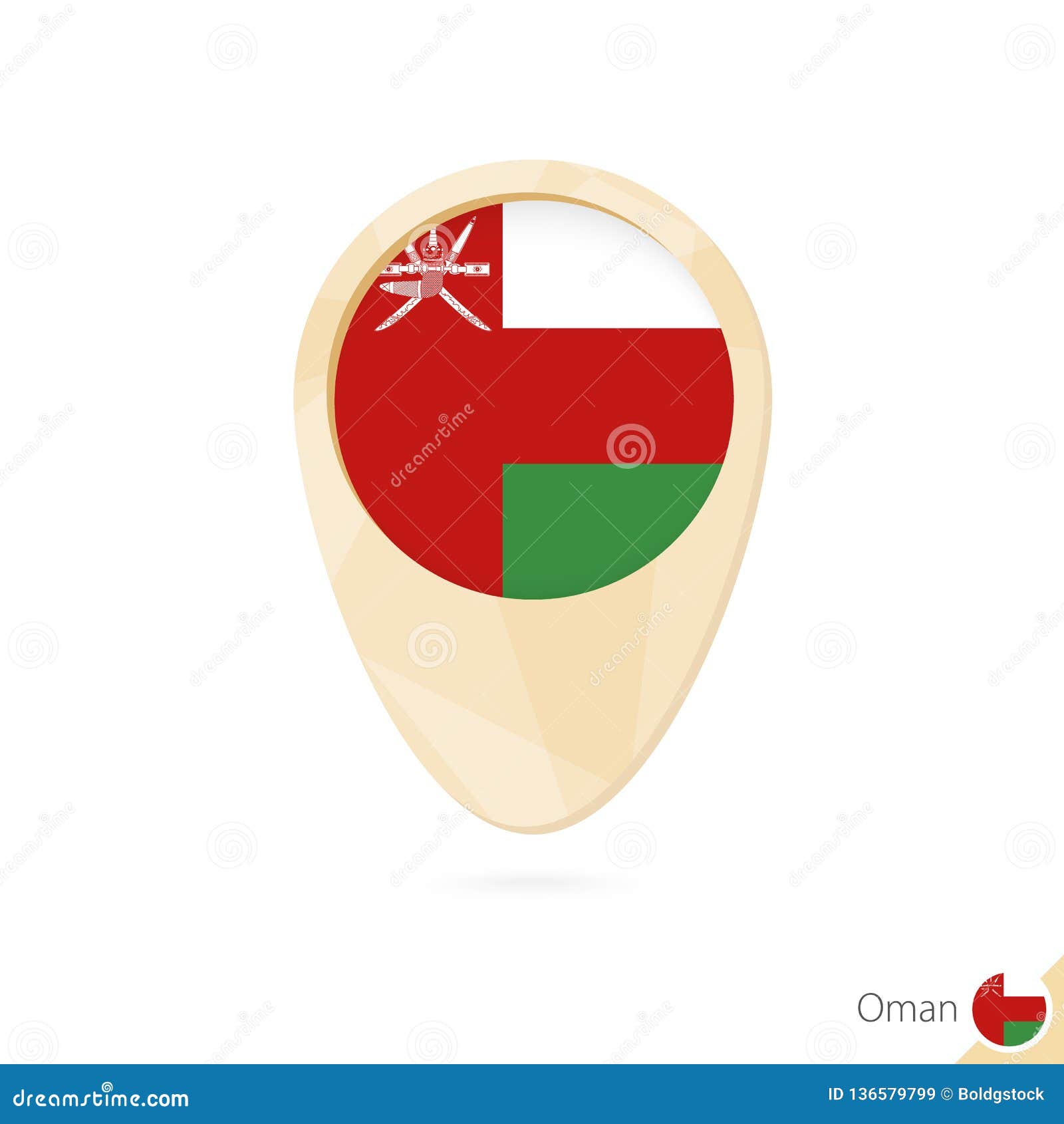 Map Pointer with Flag of Oman. Orange Abstract Map Icon Stock Vector ...