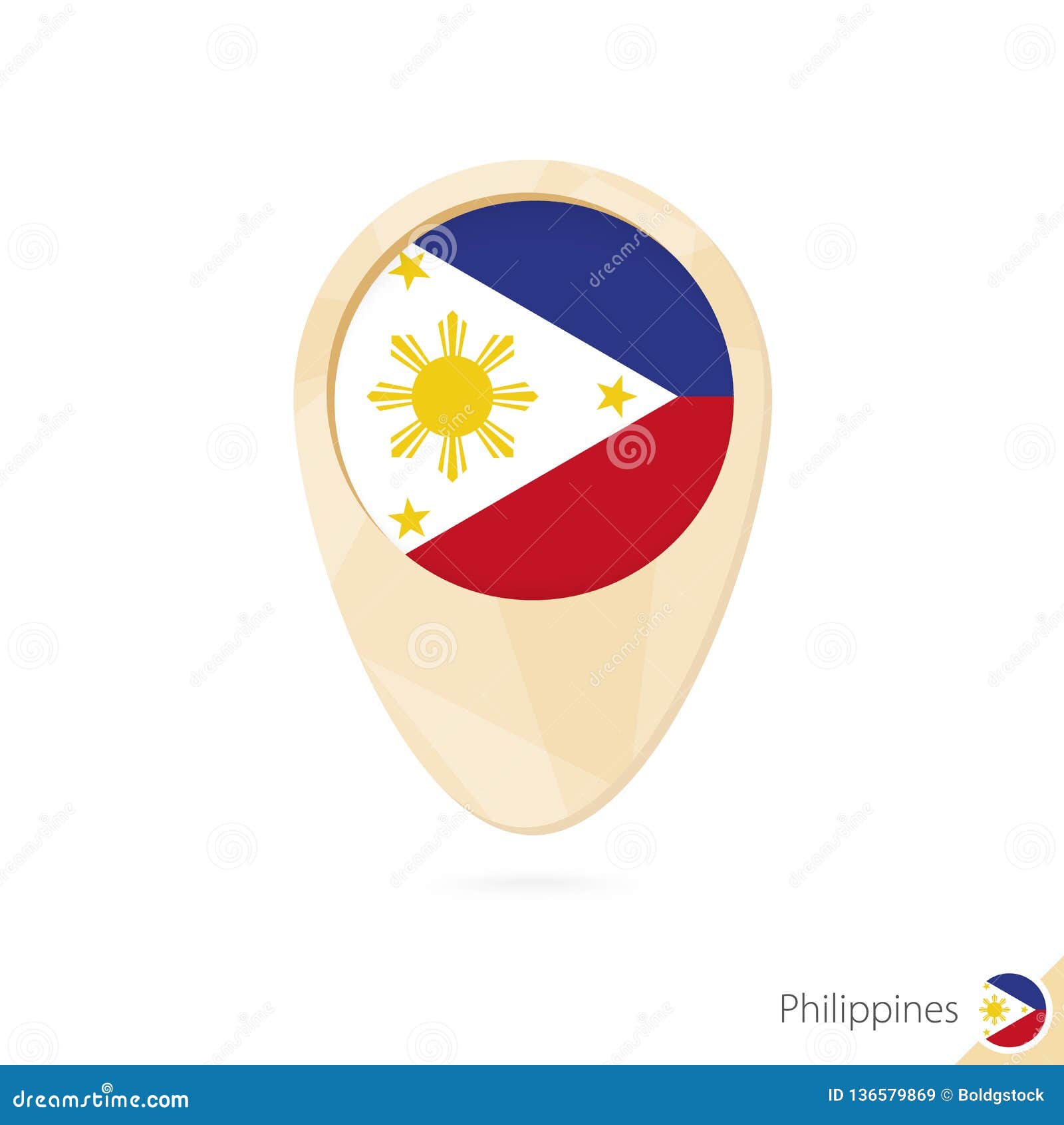 Map Pointer with Flag of Philippines. Orange Abstract Map Icon Stock ...