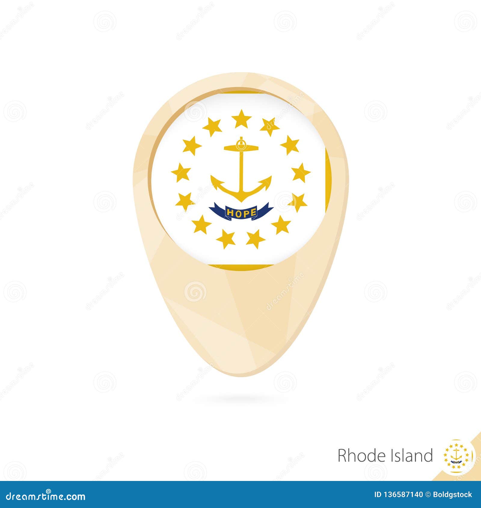 Map Pointer with Flag of Rhode Island. Orange Abstract Map Icon Stock ...