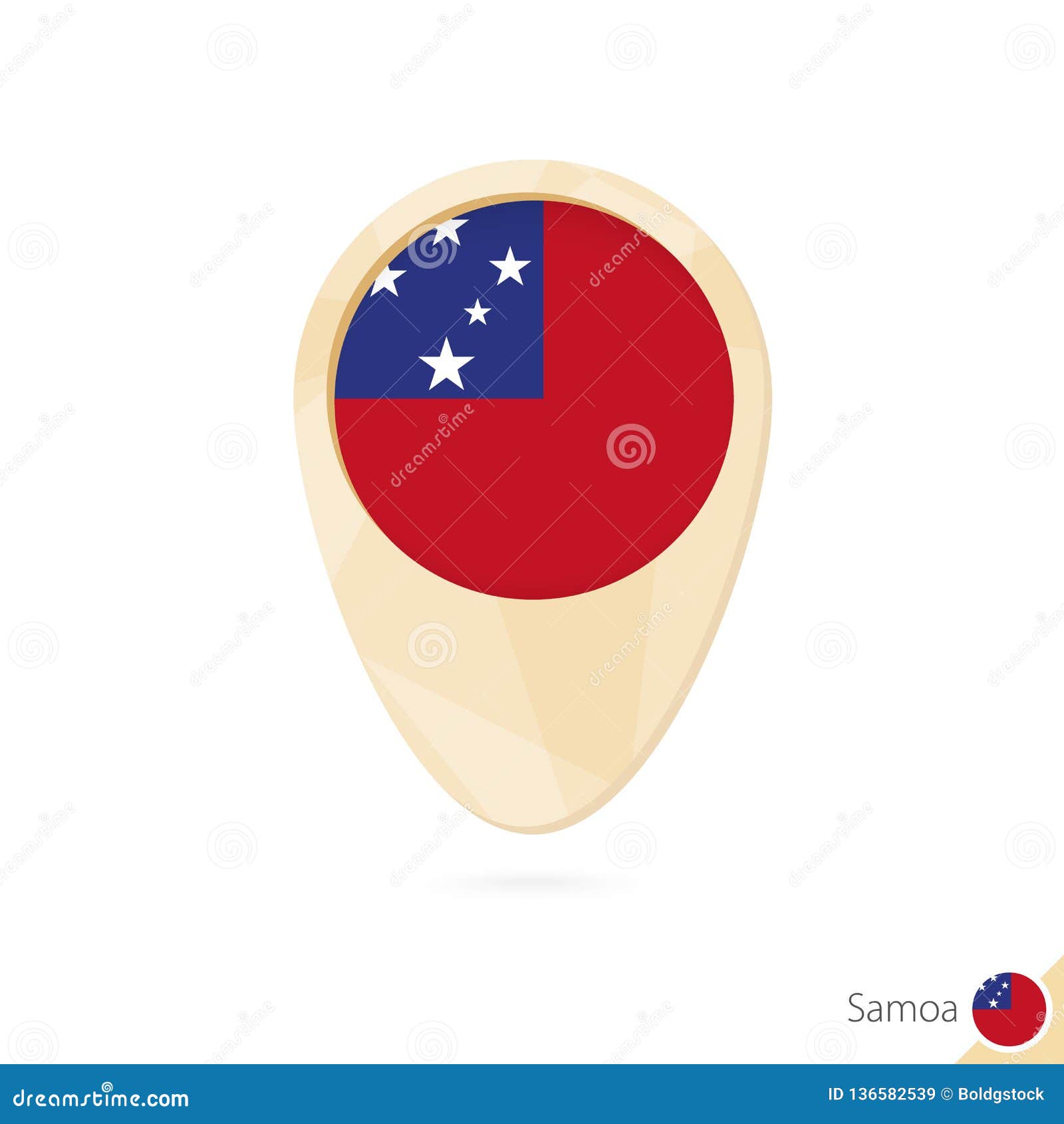 Map Pointer with Flag of Samoa. Orange Abstract Map Icon Stock Vector ...