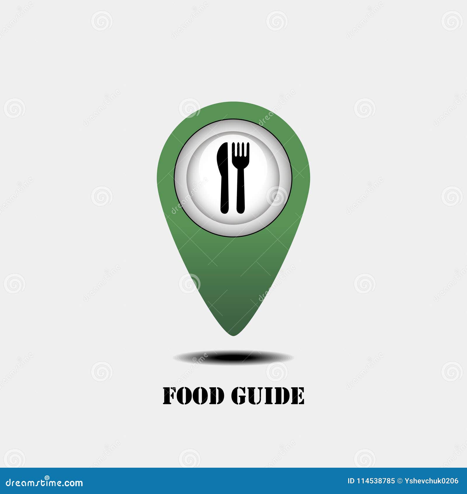 Map Pointer with Food Guide. Grey Background. Vector Illustration ...