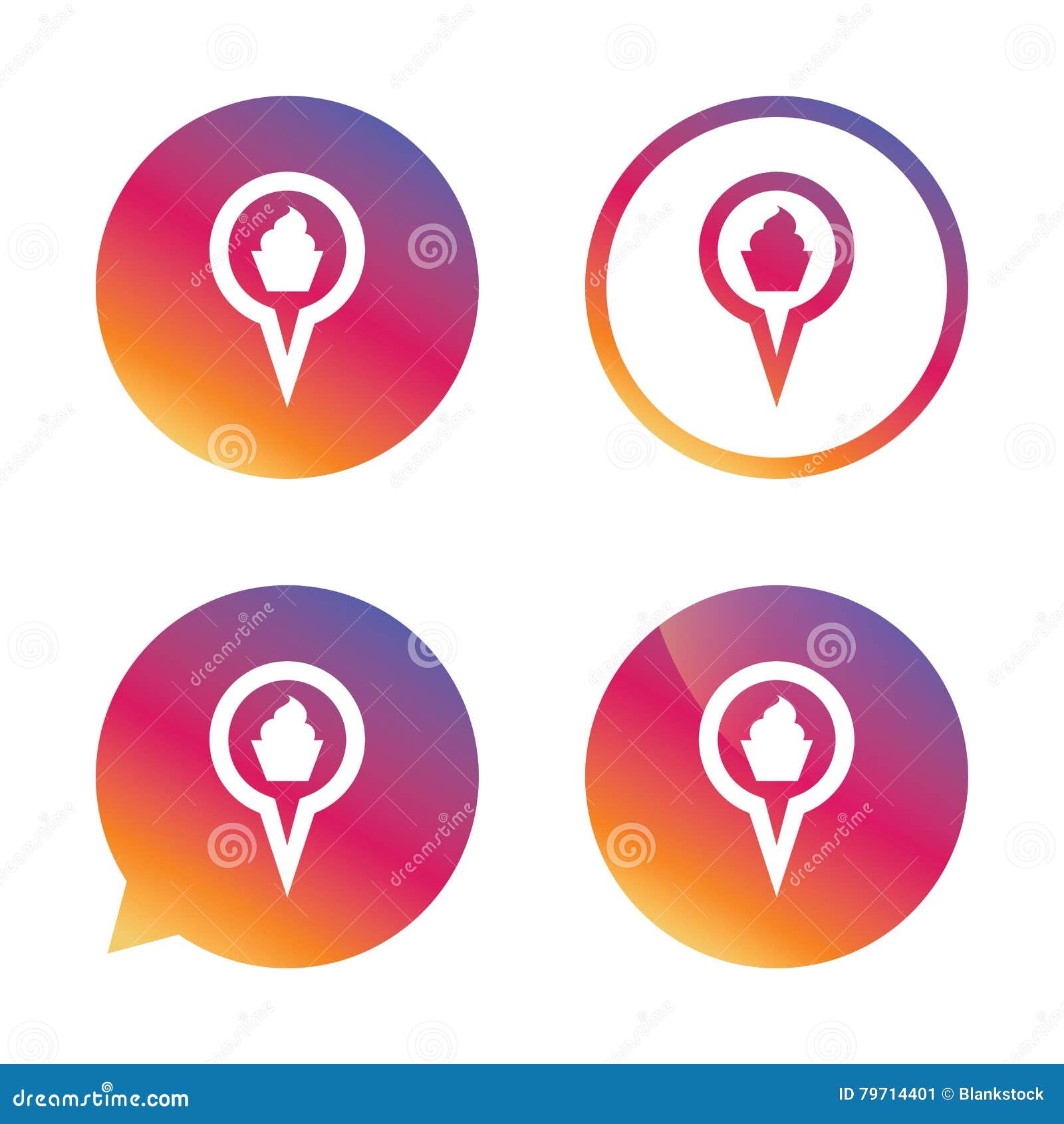 Map Pointer Food Sign Icon. Marker Symbol. Stock Vector - Illustration ...