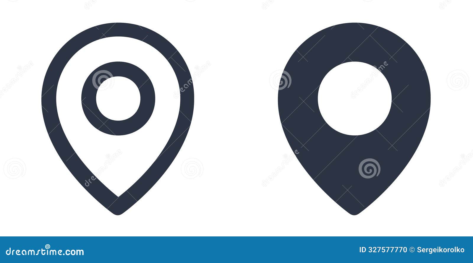 Map Pointer or Geo Pin Simple Icons Set Designed in Filled and Stroke ...