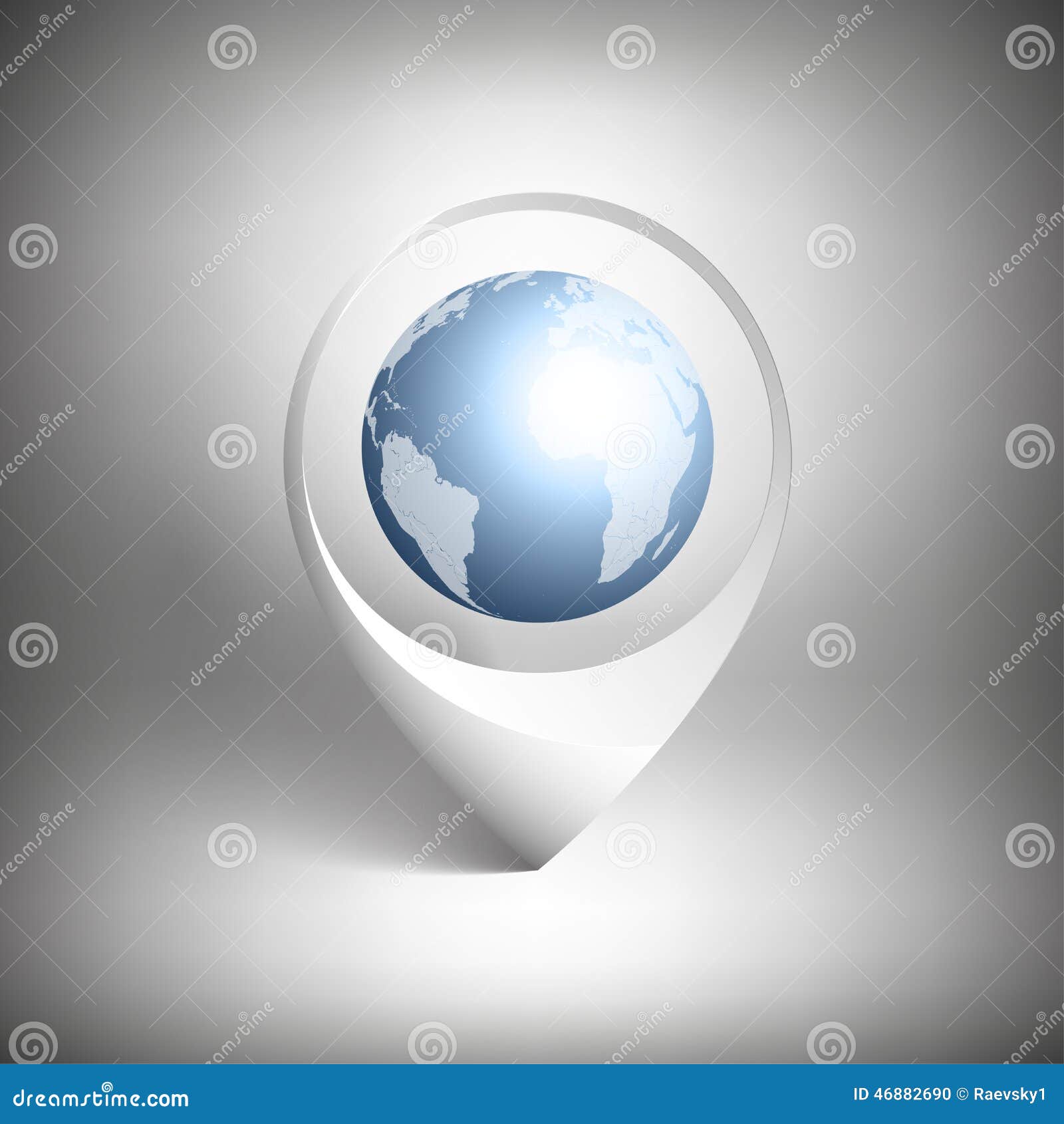 Map Pointer with Globe of World. White Icon Stock Vector - Illustration ...