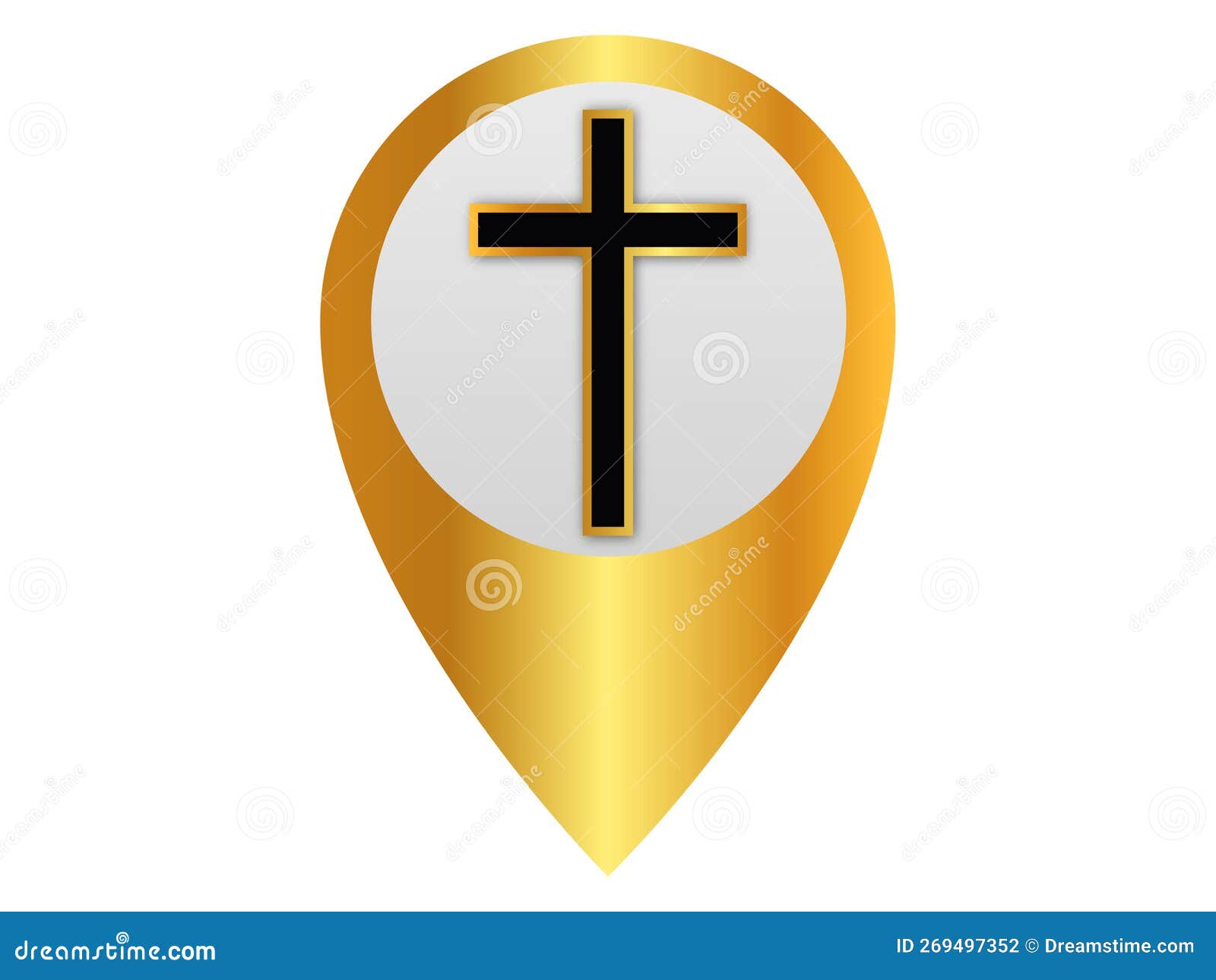 Map Pointer with Golden Christian Cross Icon Stock Vector ...