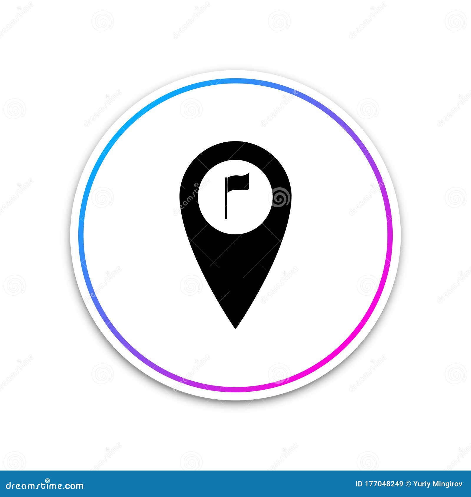 Map Pointer with Golf Flag Icon Isolated on White Background. Location ...