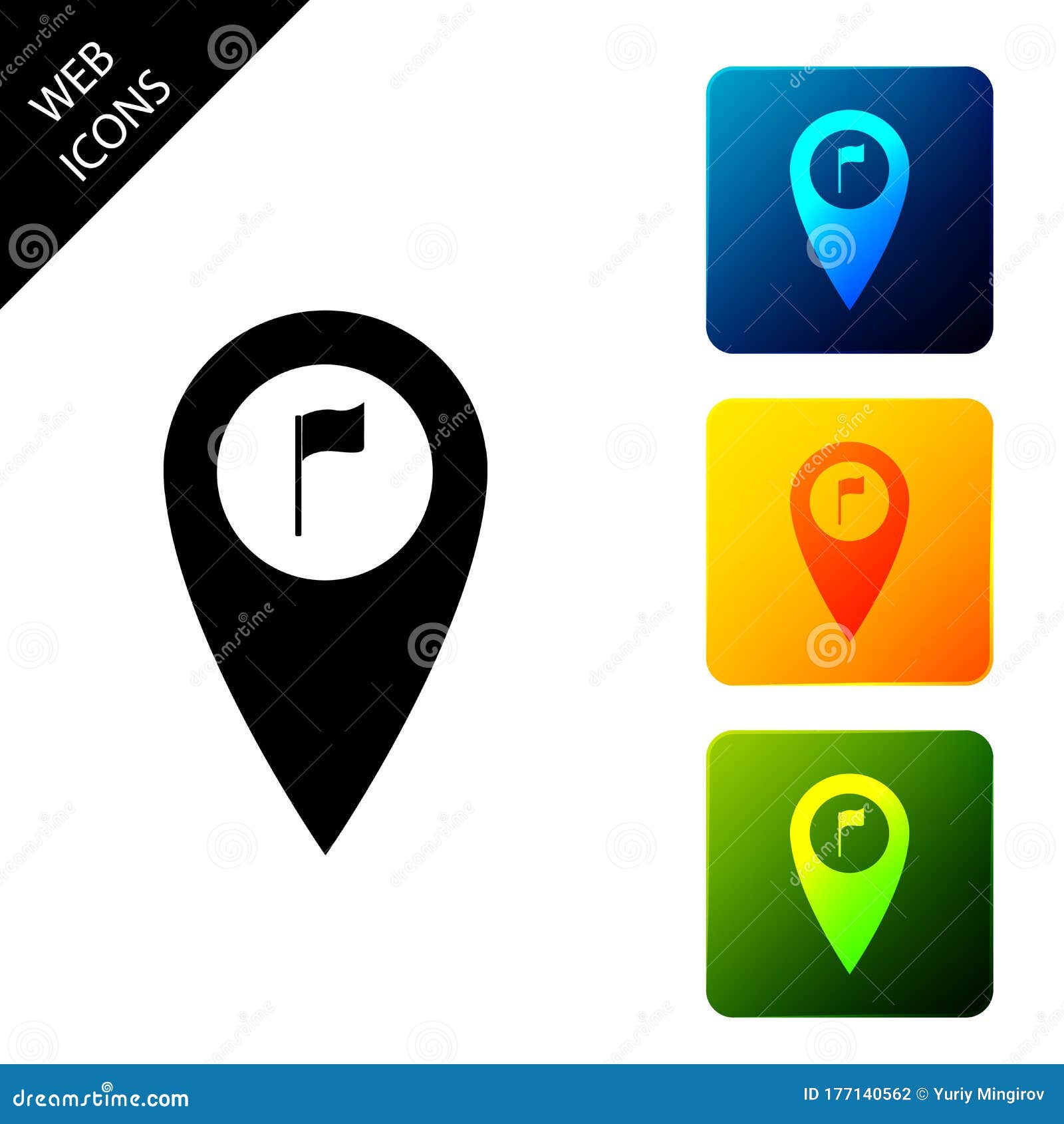 Map Pointer with Golf Flag Icon Isolated on White Background. Location ...