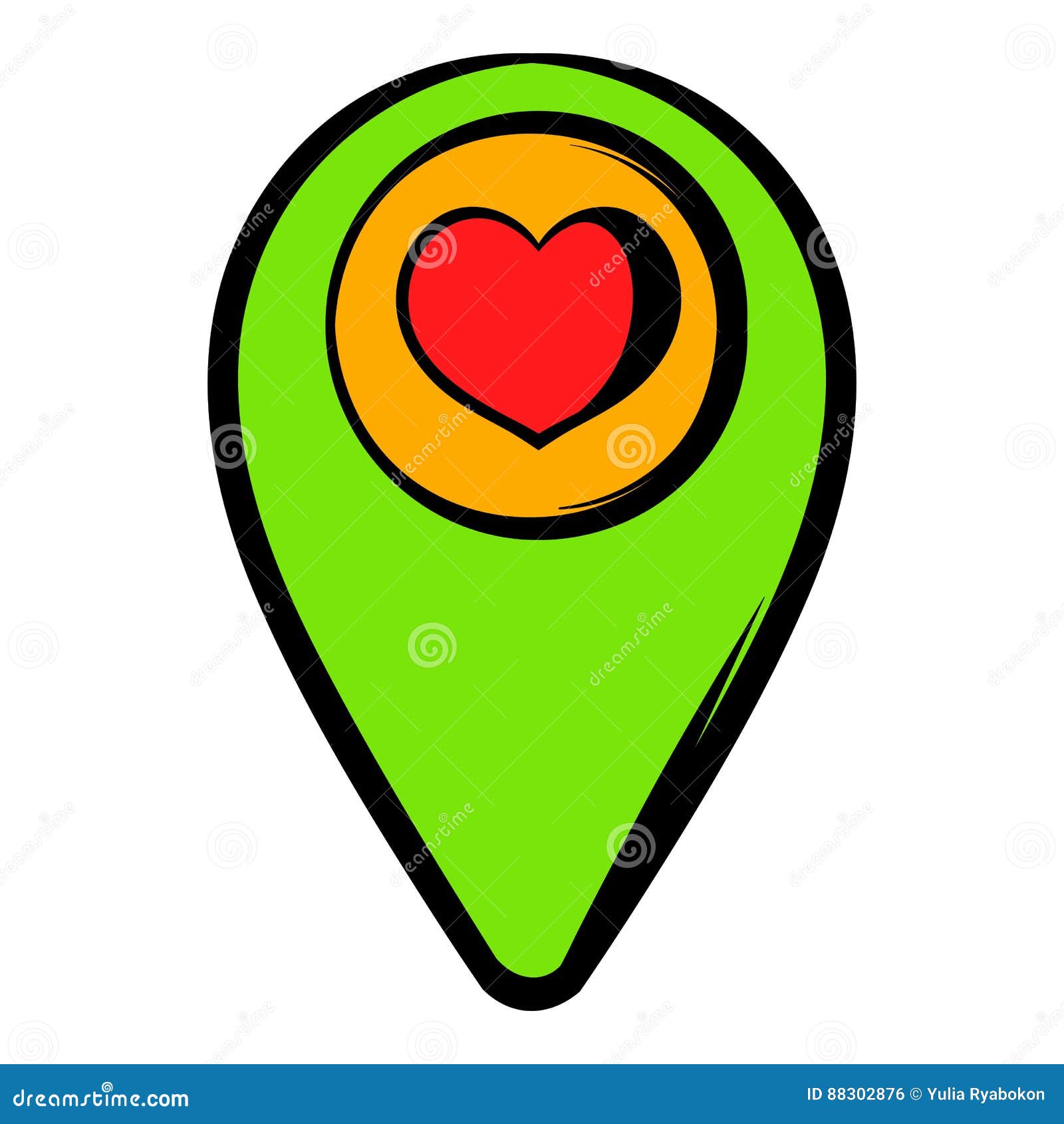 Map Pointer with Heart Icon, Icon Cartoon Stock Vector - Illustration ...